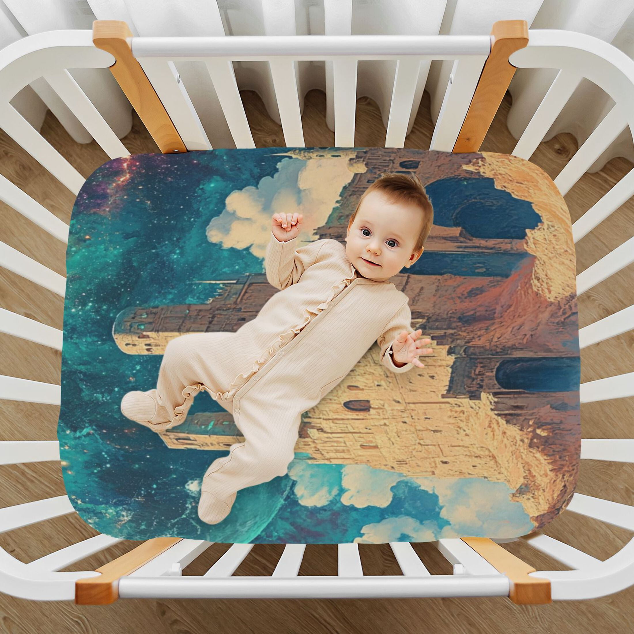 WOBOGO Blue Moon Baby Crib Sheets Super Soft Microfiber Playard Sheet ...