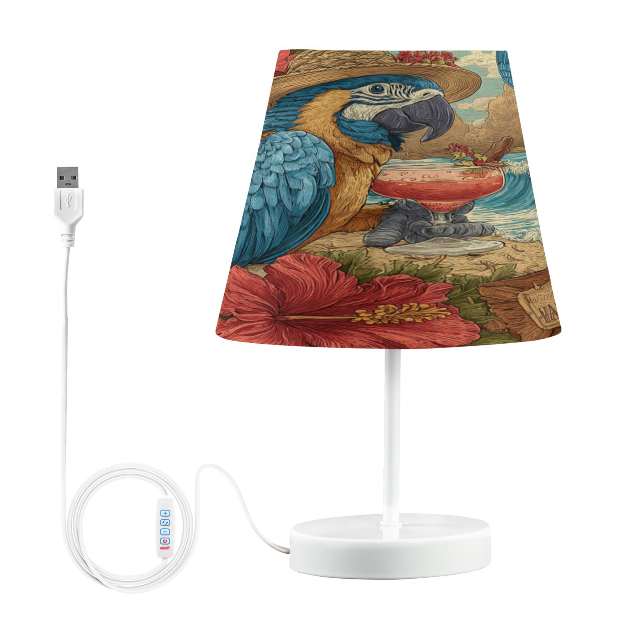 WOBOGO Blue Parrot Table Lamps Bedroom 3-Speed Dimmable Farm Style with ...