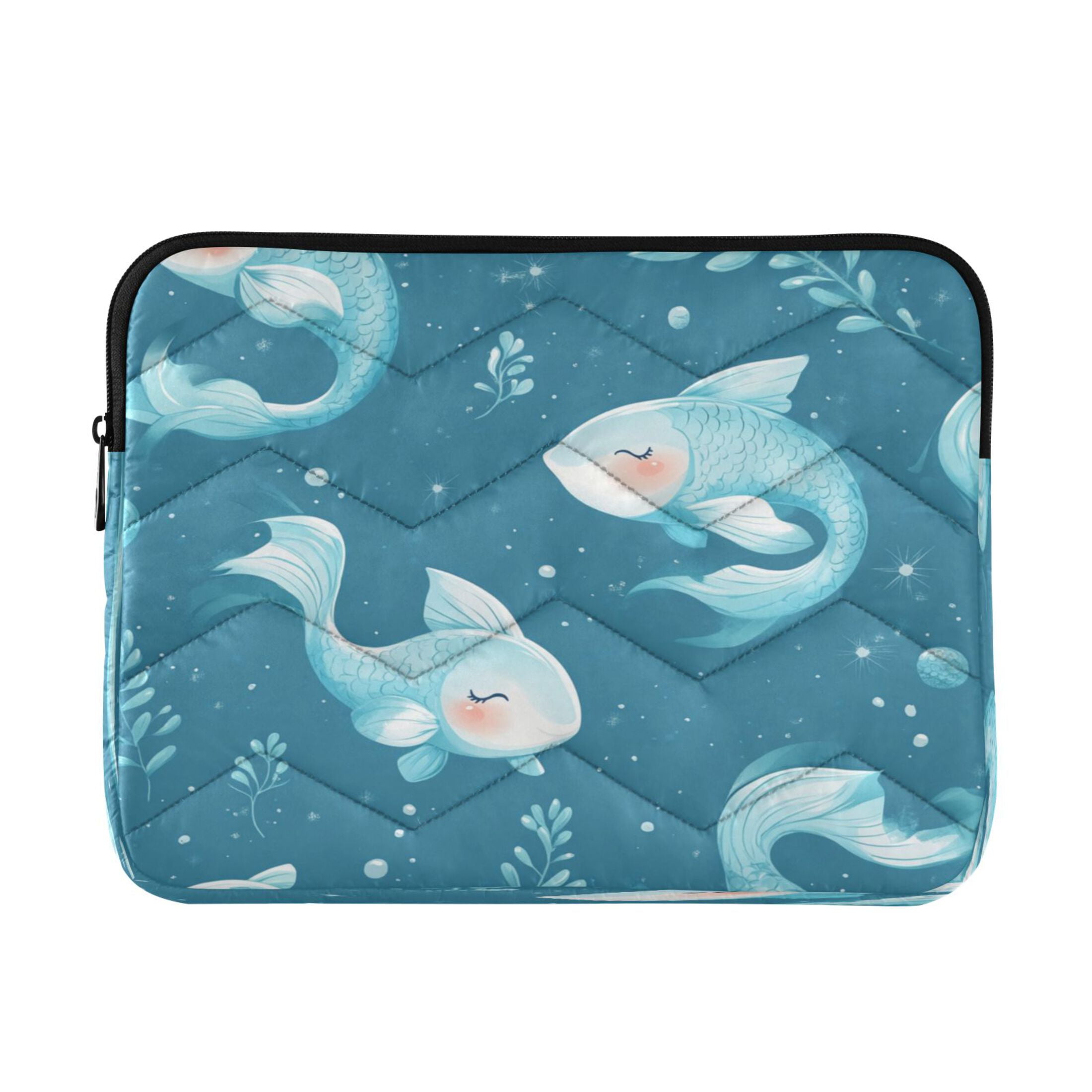 WOBOGO Blue Pattern Of Fish and Water Plants Laptop Sleeve 13.4 inch ...