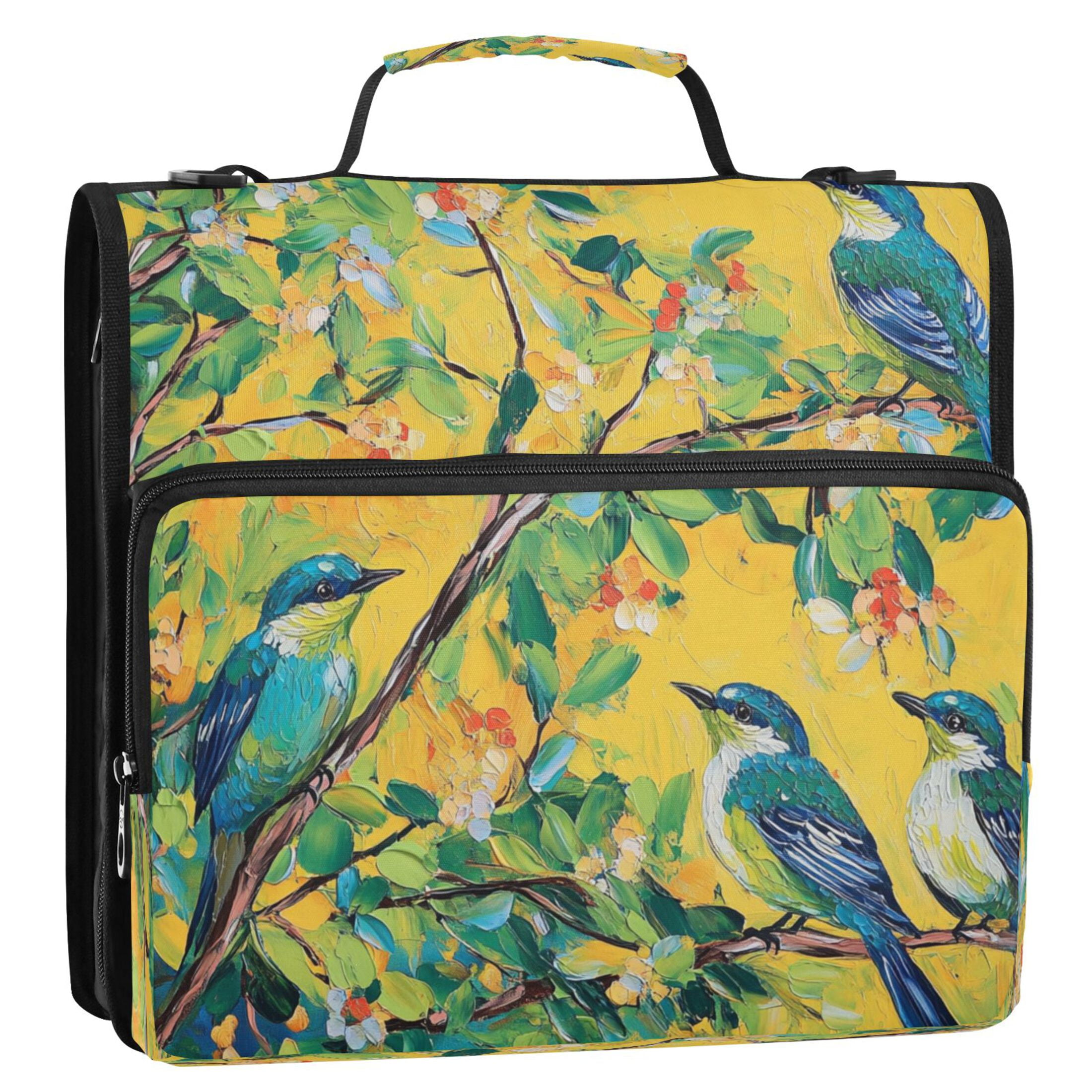 WOBOGO Blue Sparrow Ring Binder Bag 1.5in Folder Organizer with ...