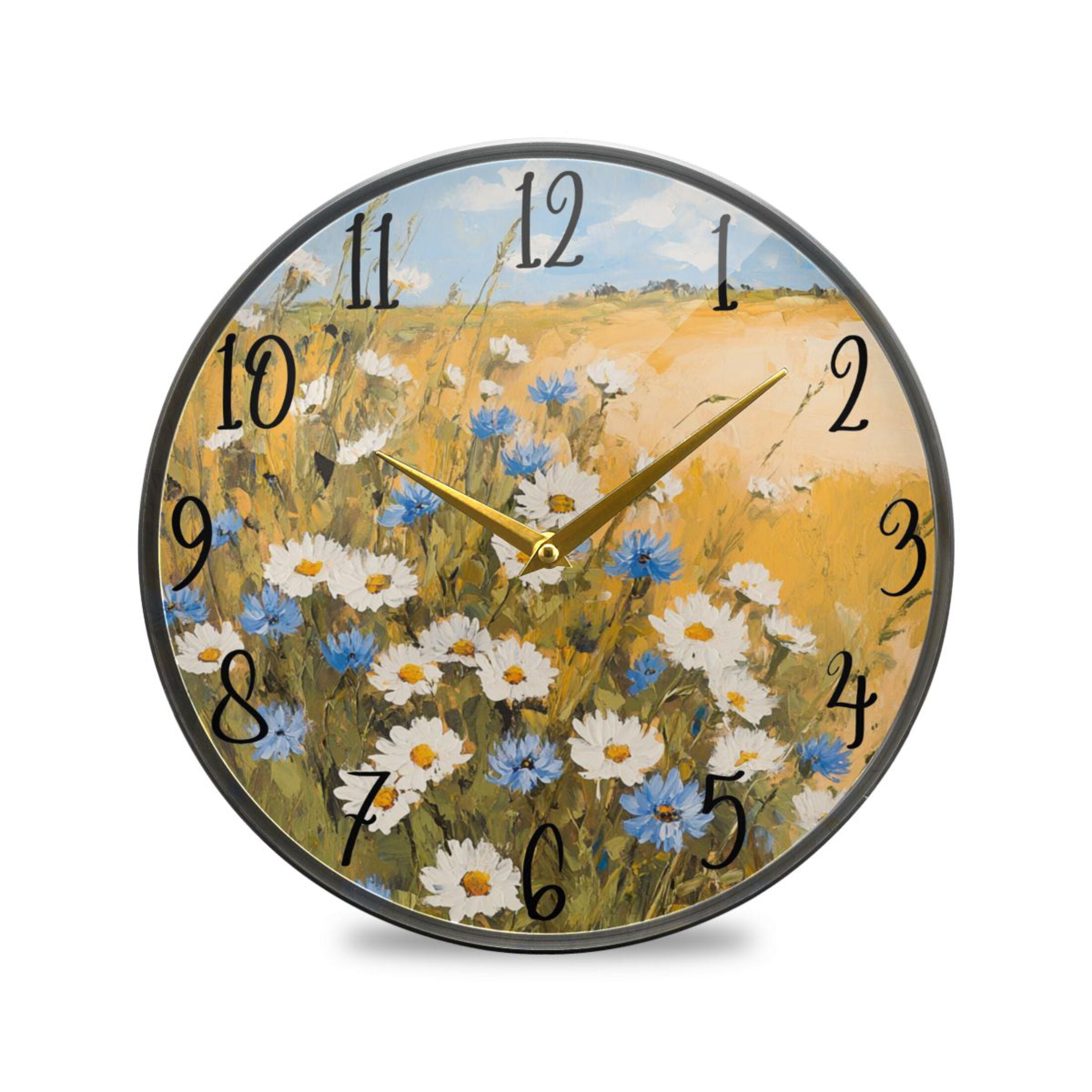 WOBOGO Blue and White Flower Acrylic Wall Clock Battery Operated 11.9in ...