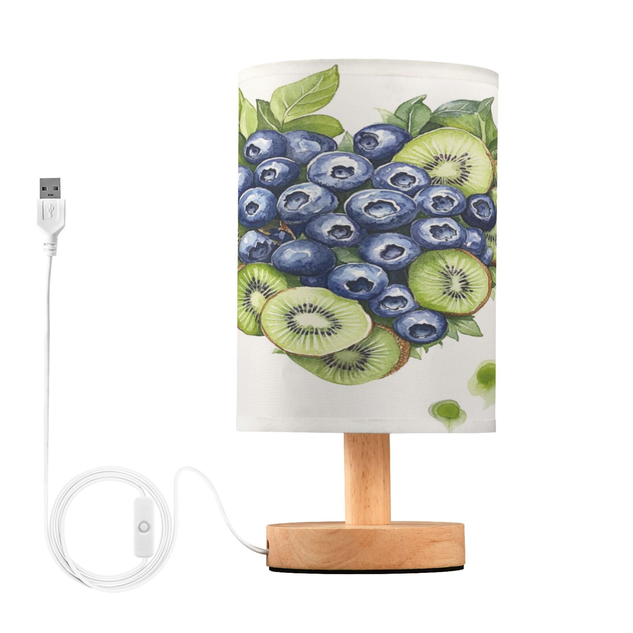 WOBOGO Blueberry Kiwi Fruit Plate Bedroom Table Lamp USB Power ...