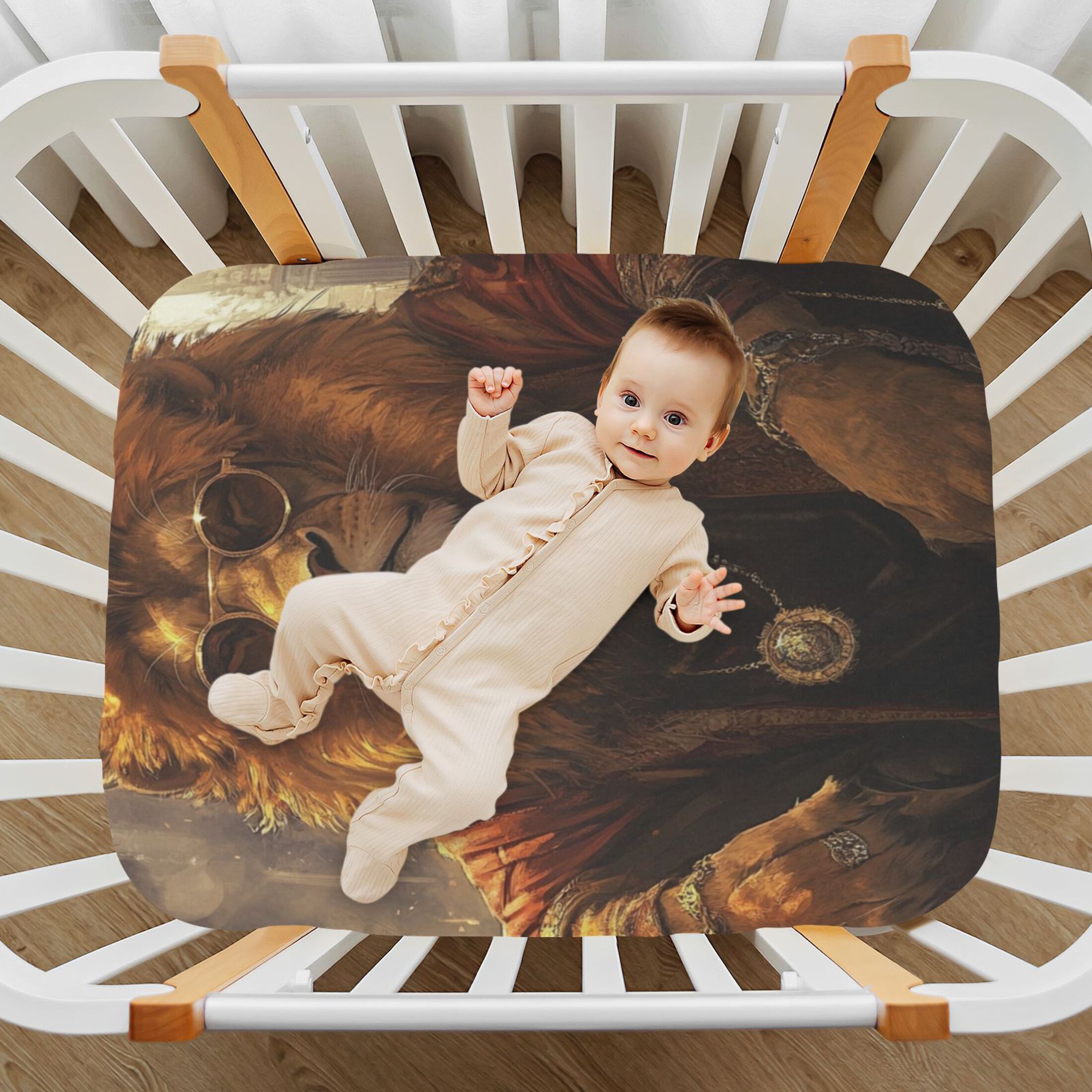 WOBOGO Bossy Lion Illustration Baby Crib Sheets Super Soft Microfiber ...