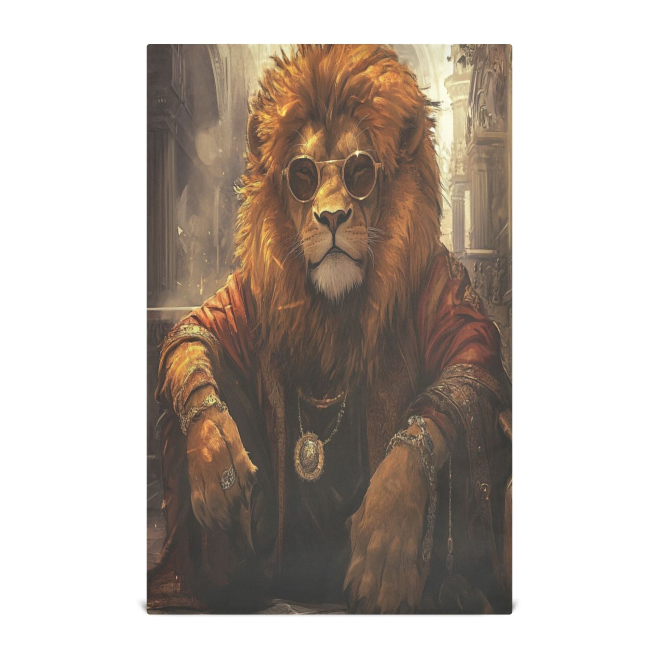 WOBOGO Bossy Lion Illustration Kitchen Towel 1 Piece Large Cotton ...