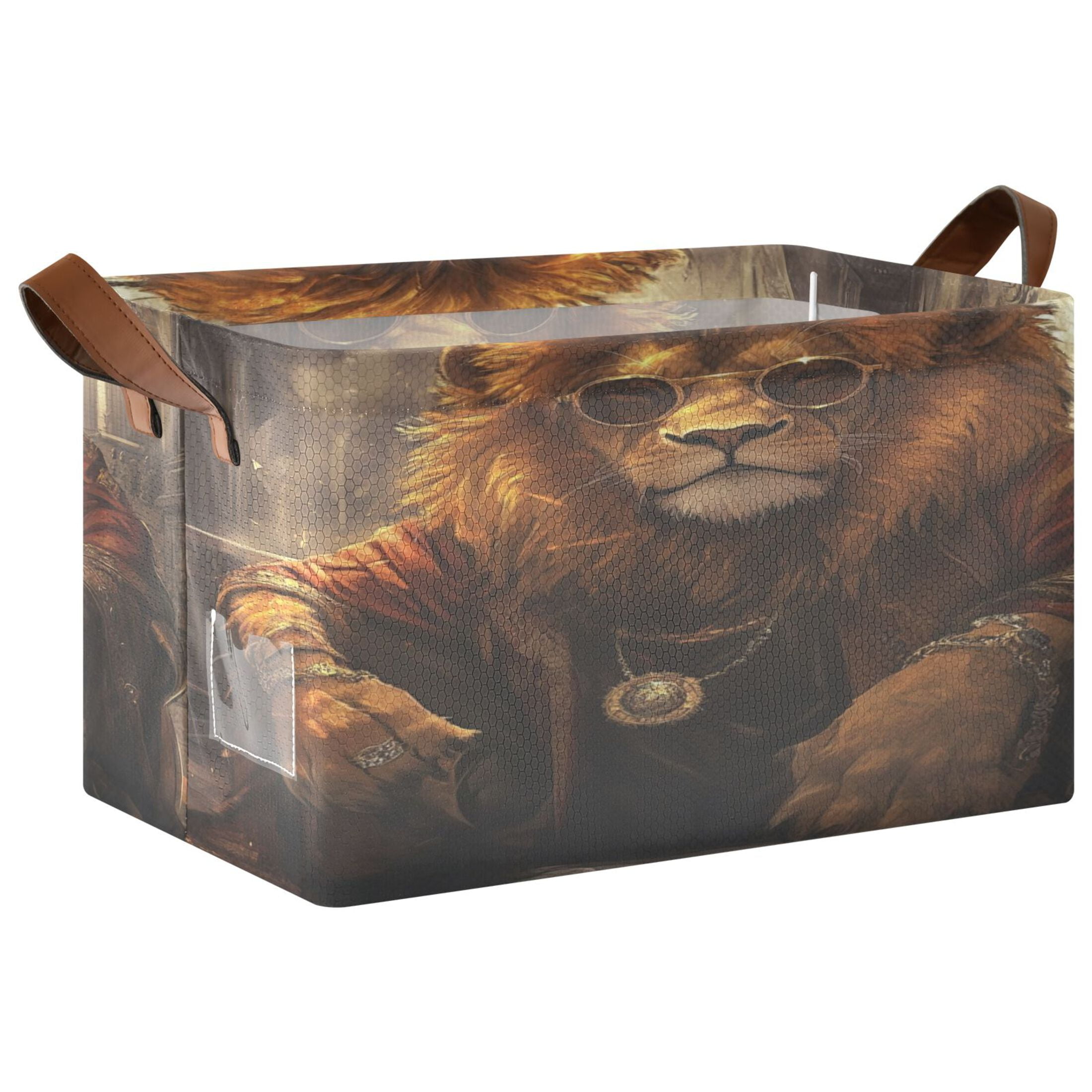 WOBOGO Bossy Lion Illustration Storage Basket 16.9×11.4×10in ...