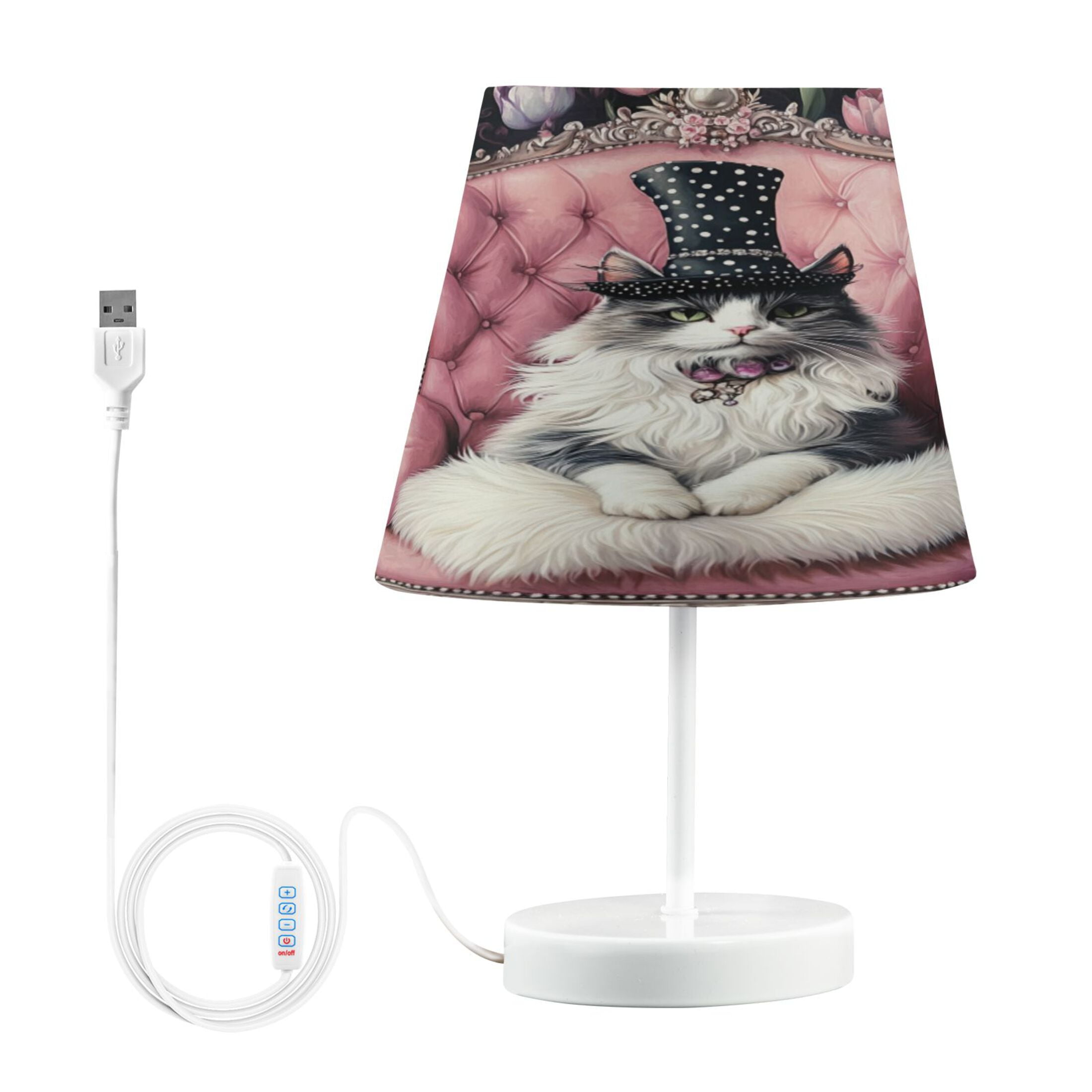 WOBOGO Bowler Hat Ragdoll Cat Table Lamps Bedroom 3-Speed Dimmable Farm ...