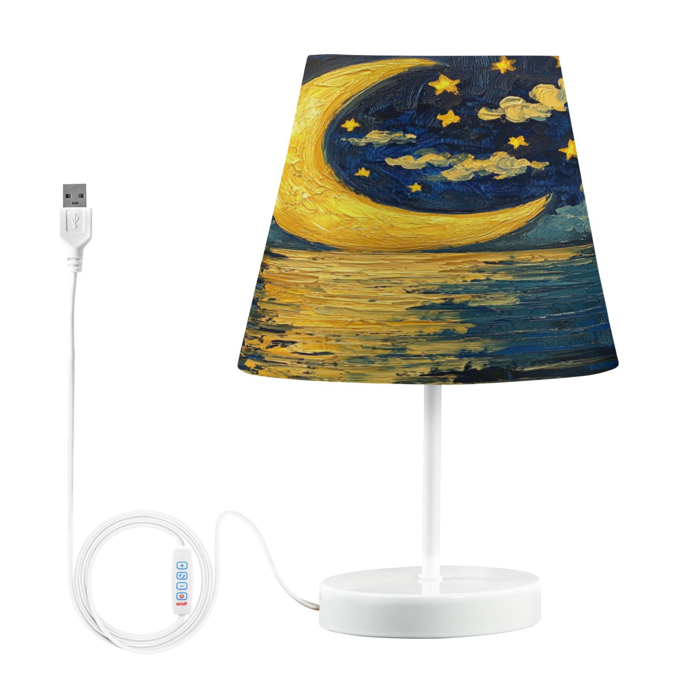 WOBOGO Bright Moon over The Water Table Lamps Bedroom 3-Speed Dimmable ...