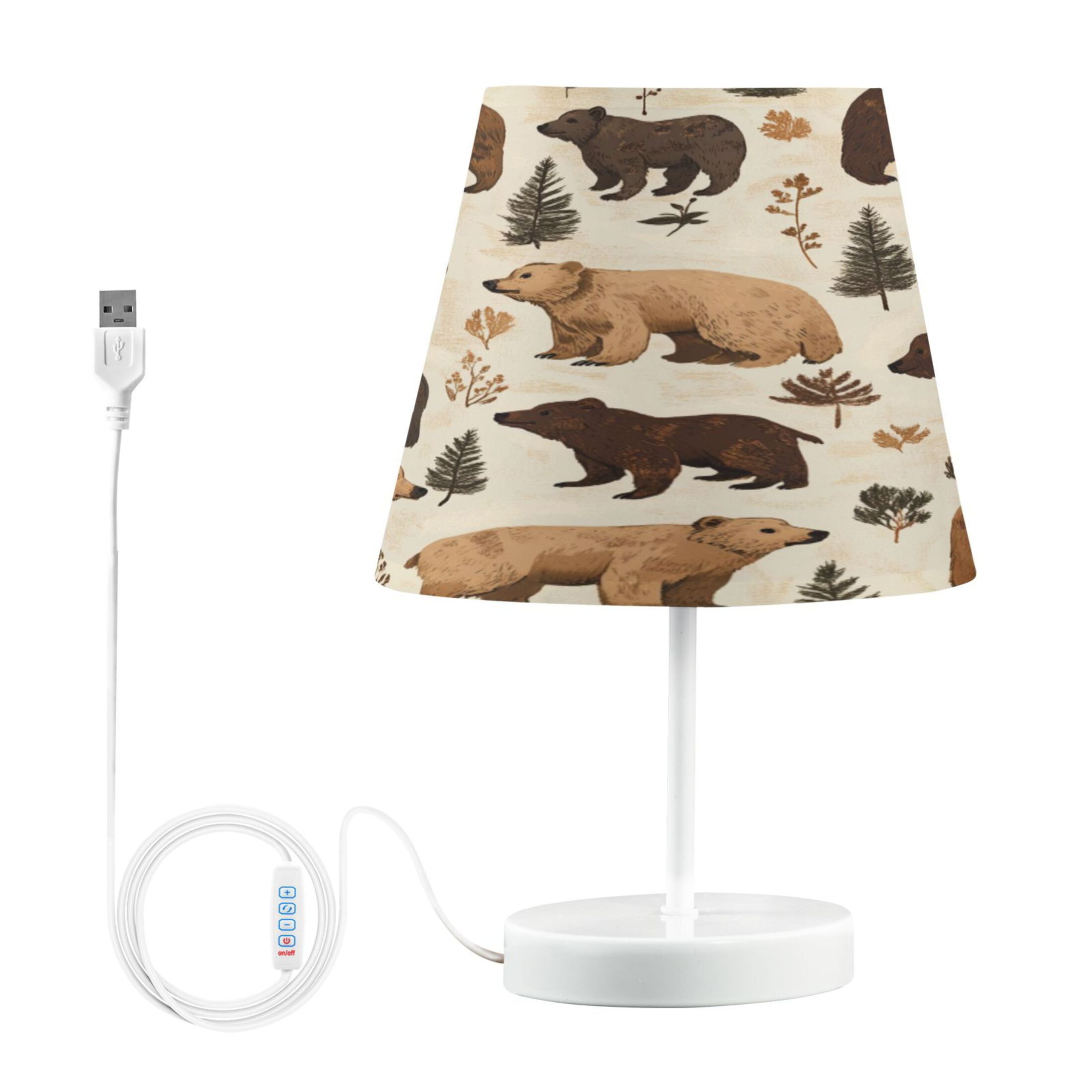 WOBOGO Brown Bear Table Lamps Bedroom 3-Speed Dimmable Farm Style with ...