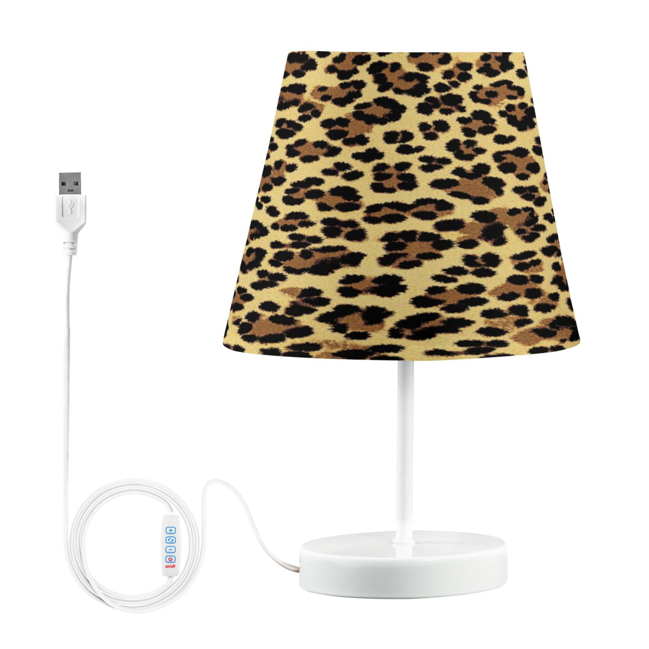 WOBOGO Brown Leopard Table Lamps Bedroom 3-Speed Dimmable Farm Style ...