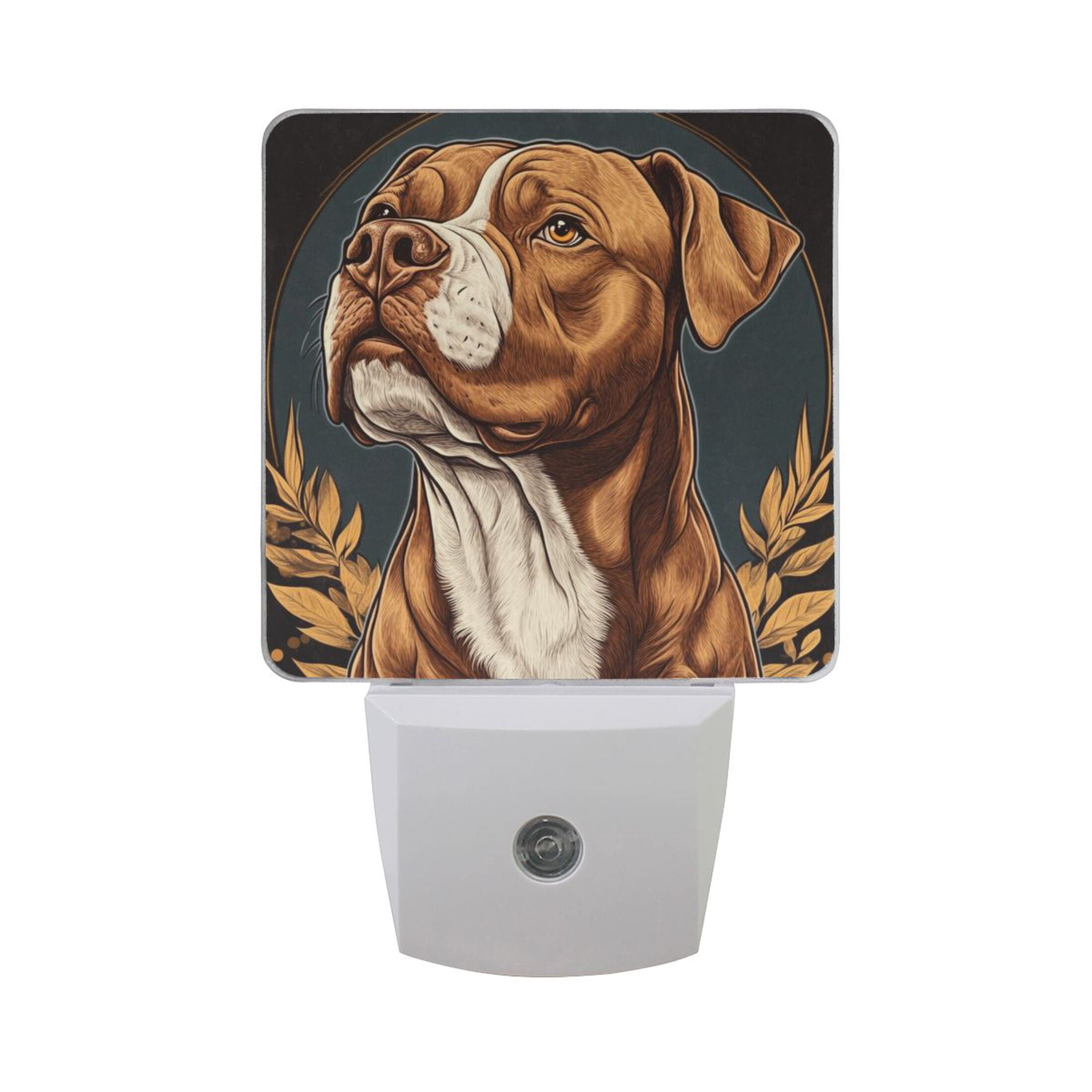 WOBOGO Brown Pit Bull Illustration LED Night Light 2 Pcs Set 0.5 Watt ...