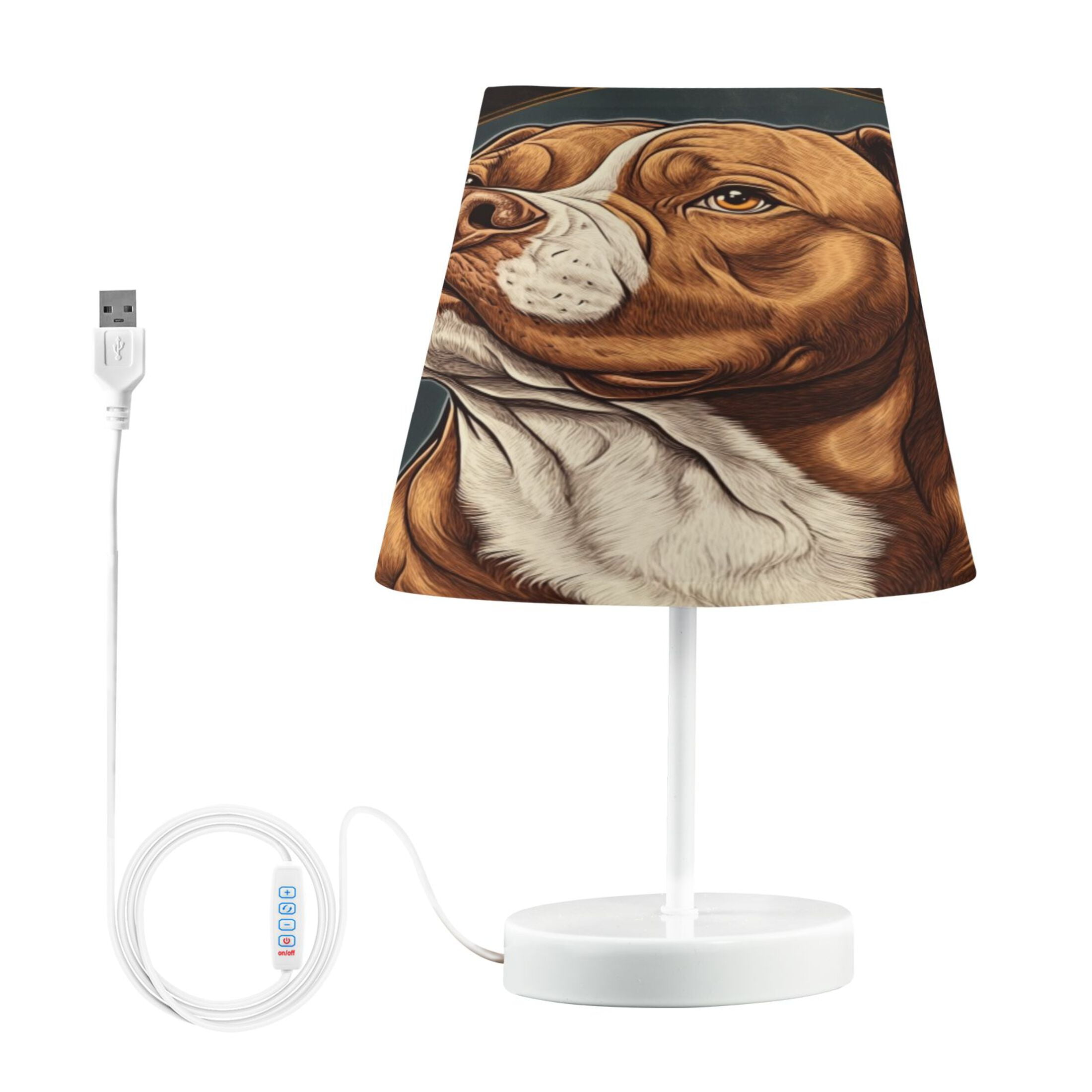 WOBOGO Brown Pit Bull Illustration Table Lamps Bedroom 3-Speed Dimmable ...