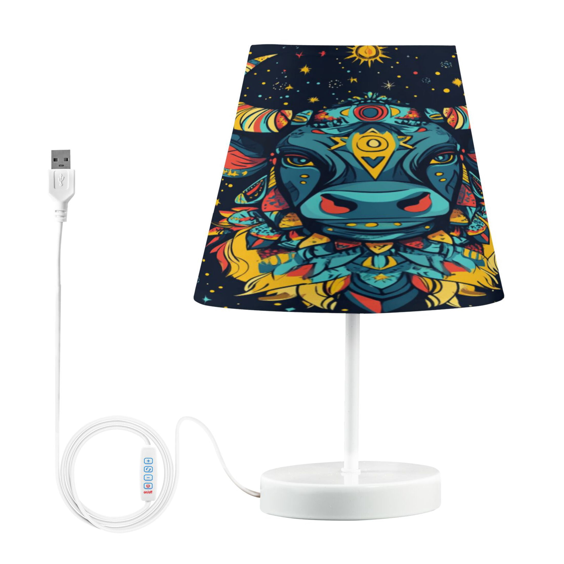 WOBOGO Bullhead Table Lamps Bedroom 3-Speed Dimmable Farm Style with ...