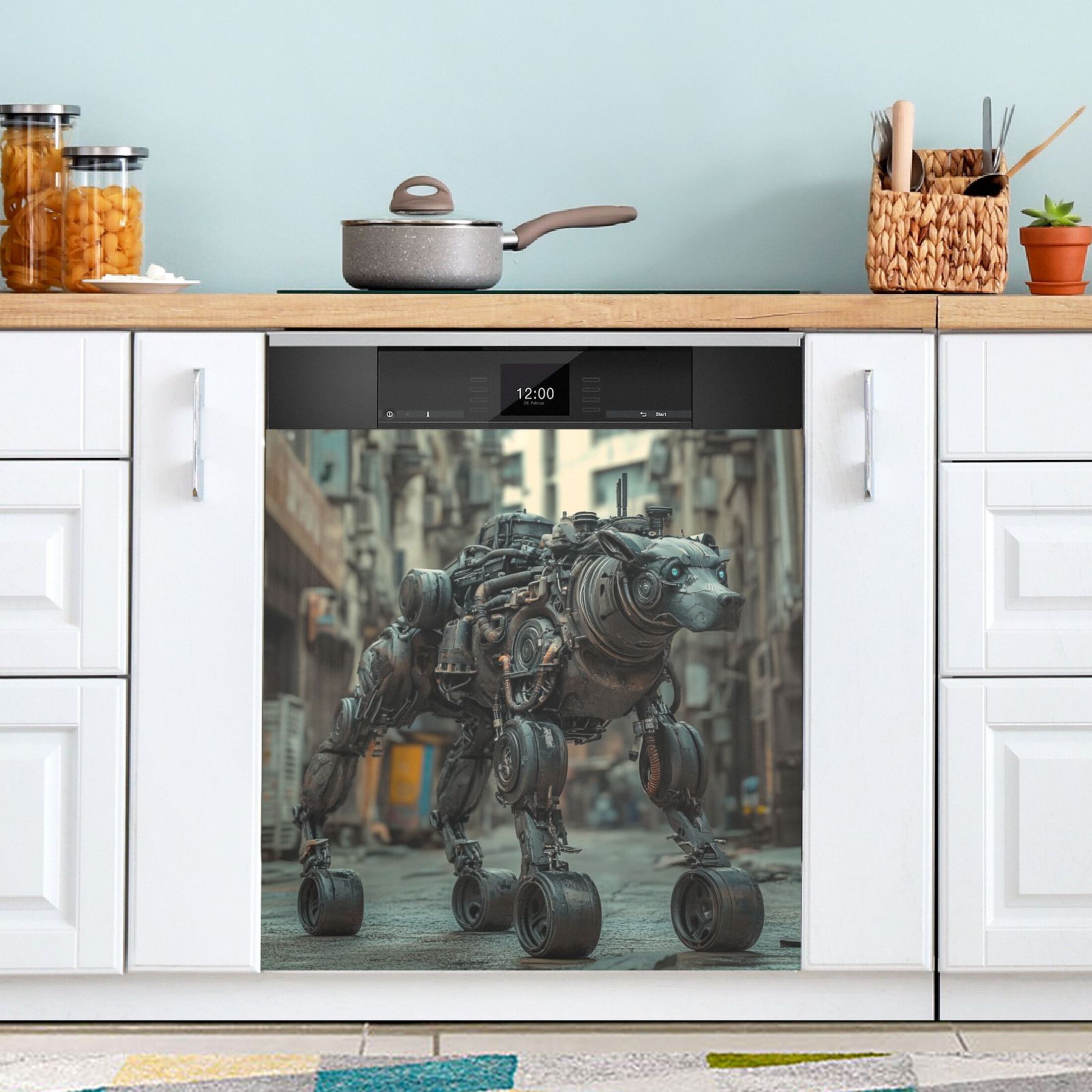 WOBOGO Bully Robot Dog Patterns Magnetic Dishwasher Sticker ...