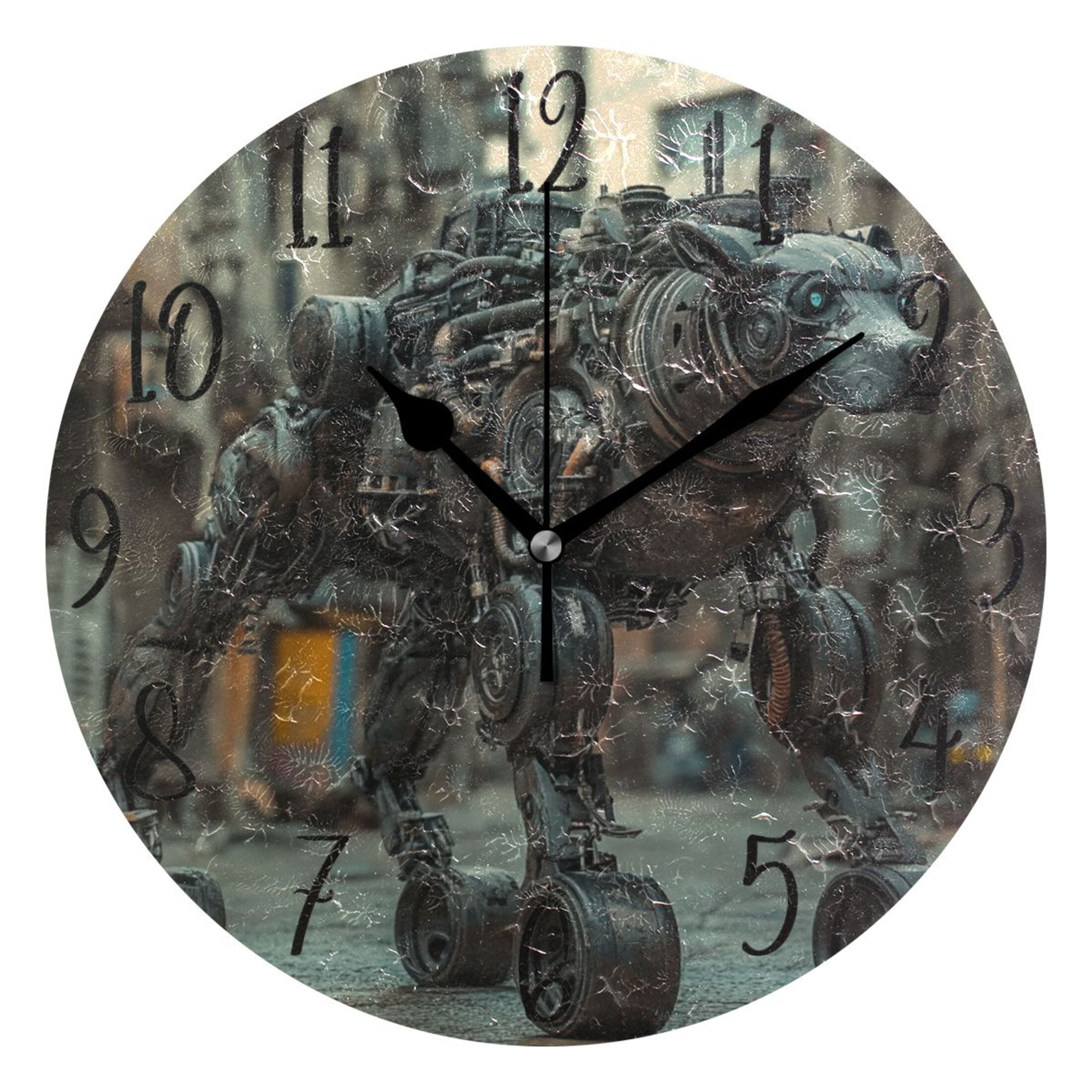WOBOGO Bully Robot Dog Patterns Wall Clock 10in Silent Mechanism ...
