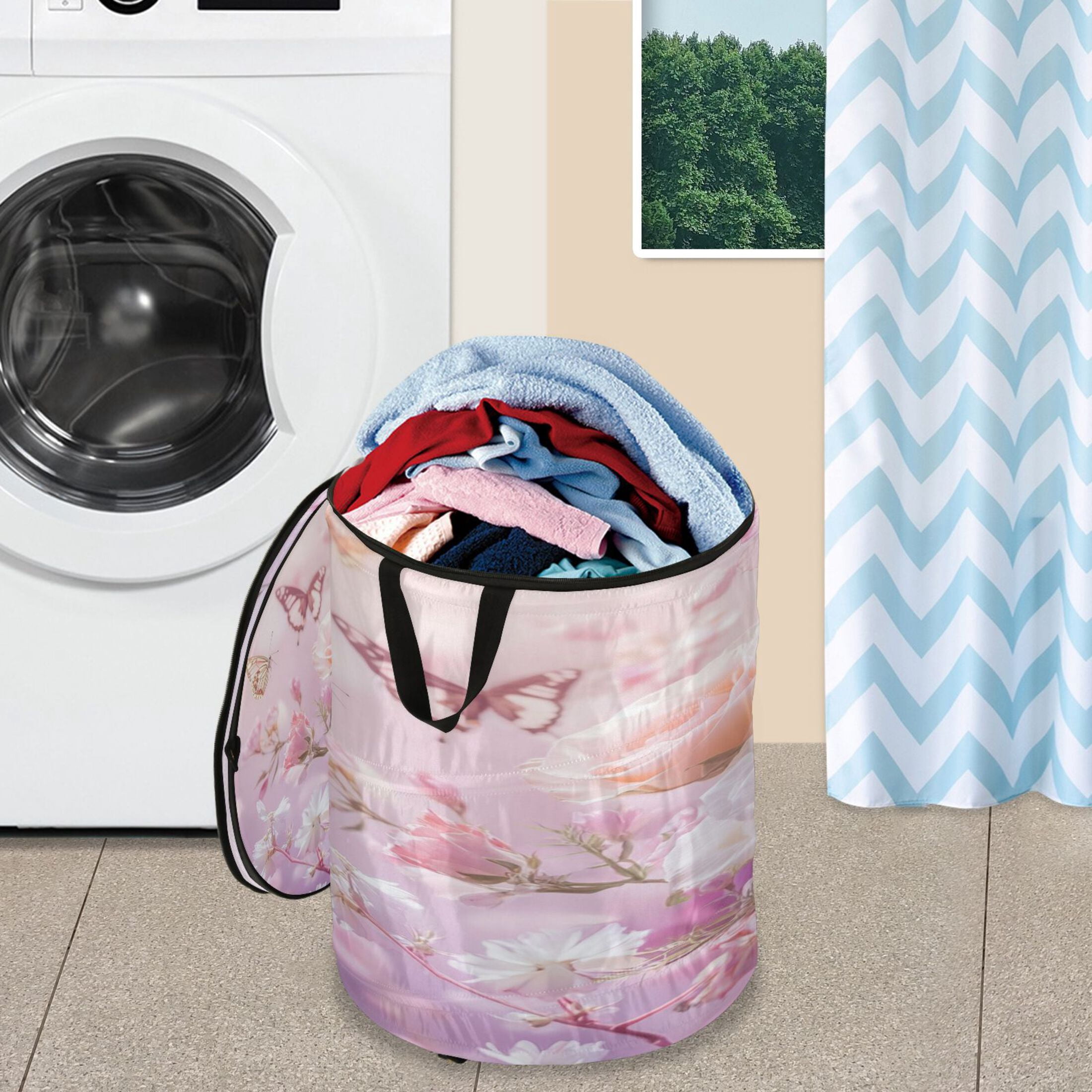 WOBOGO Butterfly Garden Foldable Laundry Baskets with Carry Handle ...