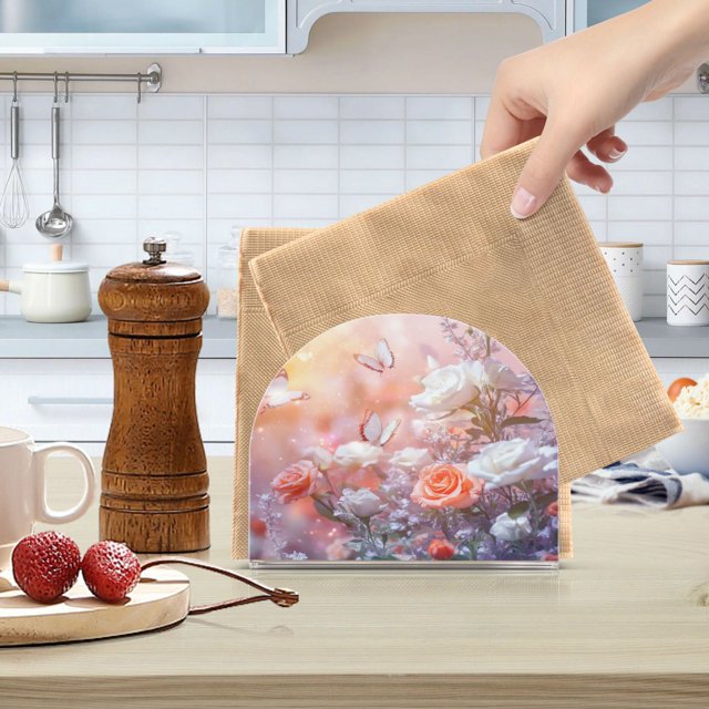 WOBOGO Butterfly Gardens Clear Acrylic Napkin Holder Kitchen Tissue ...