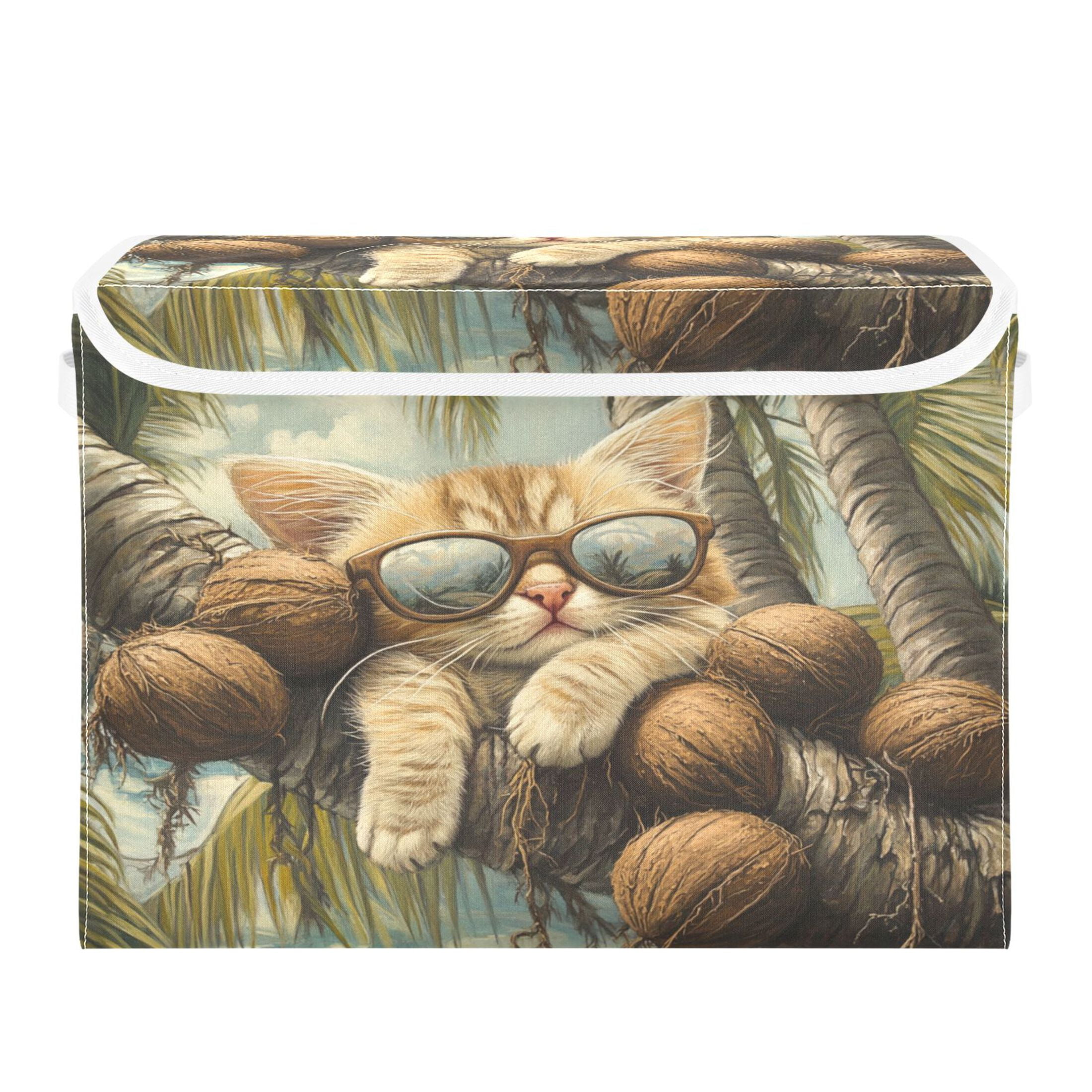 WOBOGO Calico Cat Large Collapsible Storage Box Flip Lid Fabric ...