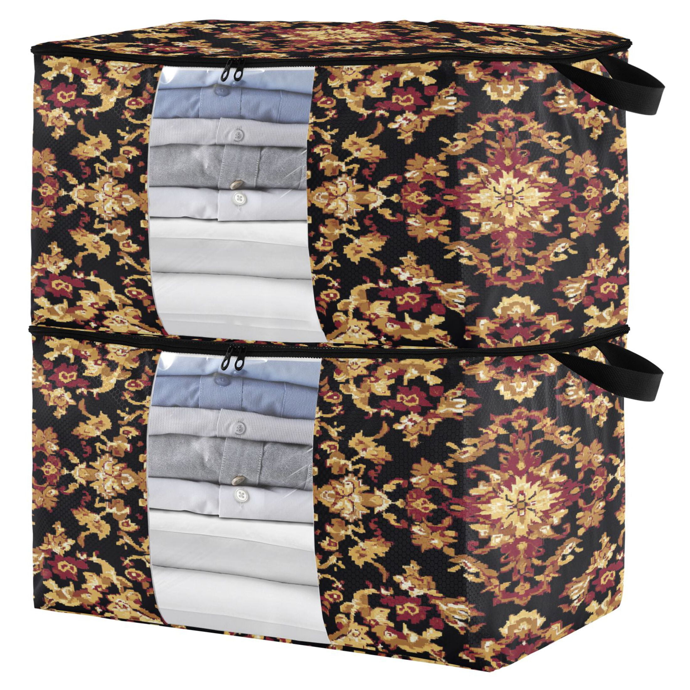 WOBOGO Carpet Patterns Clothes Storage 2Pack Foldable Thick Fabric ...
