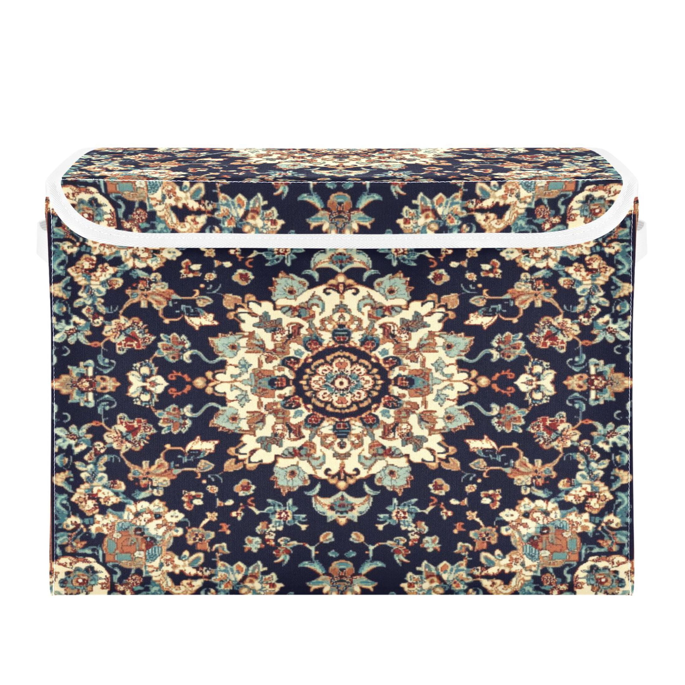 WOBOGO Carpet Patterns Large Collapsible Storage Box Flip Lid Fabric ...