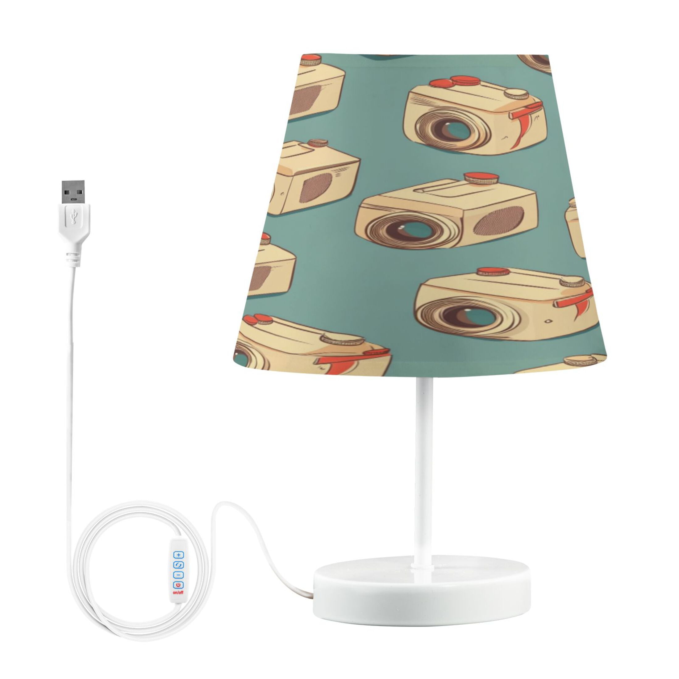 WOBOGO Cartoon Camera Pattern Table Lamps Bedroom 3-Speed Dimmable Farm ...