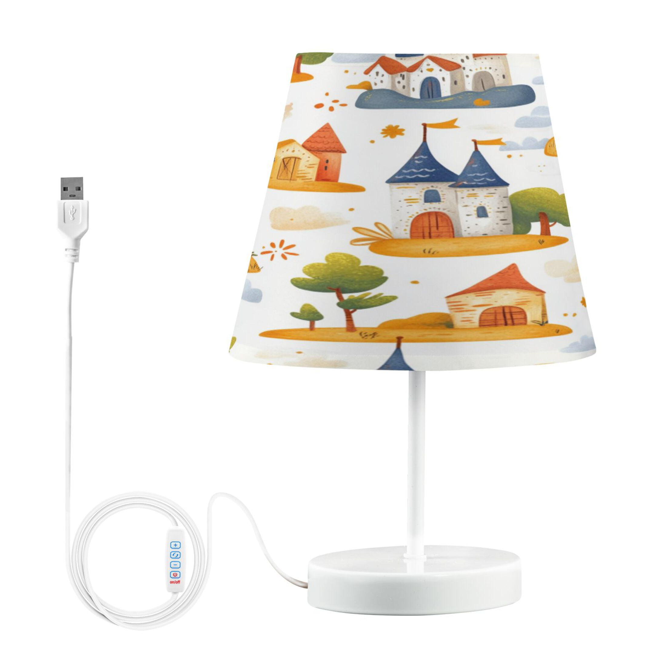 WOBOGO Cartoon Castle and Windmill Table Lamps Bedroom 3-Speed Dimmable ...