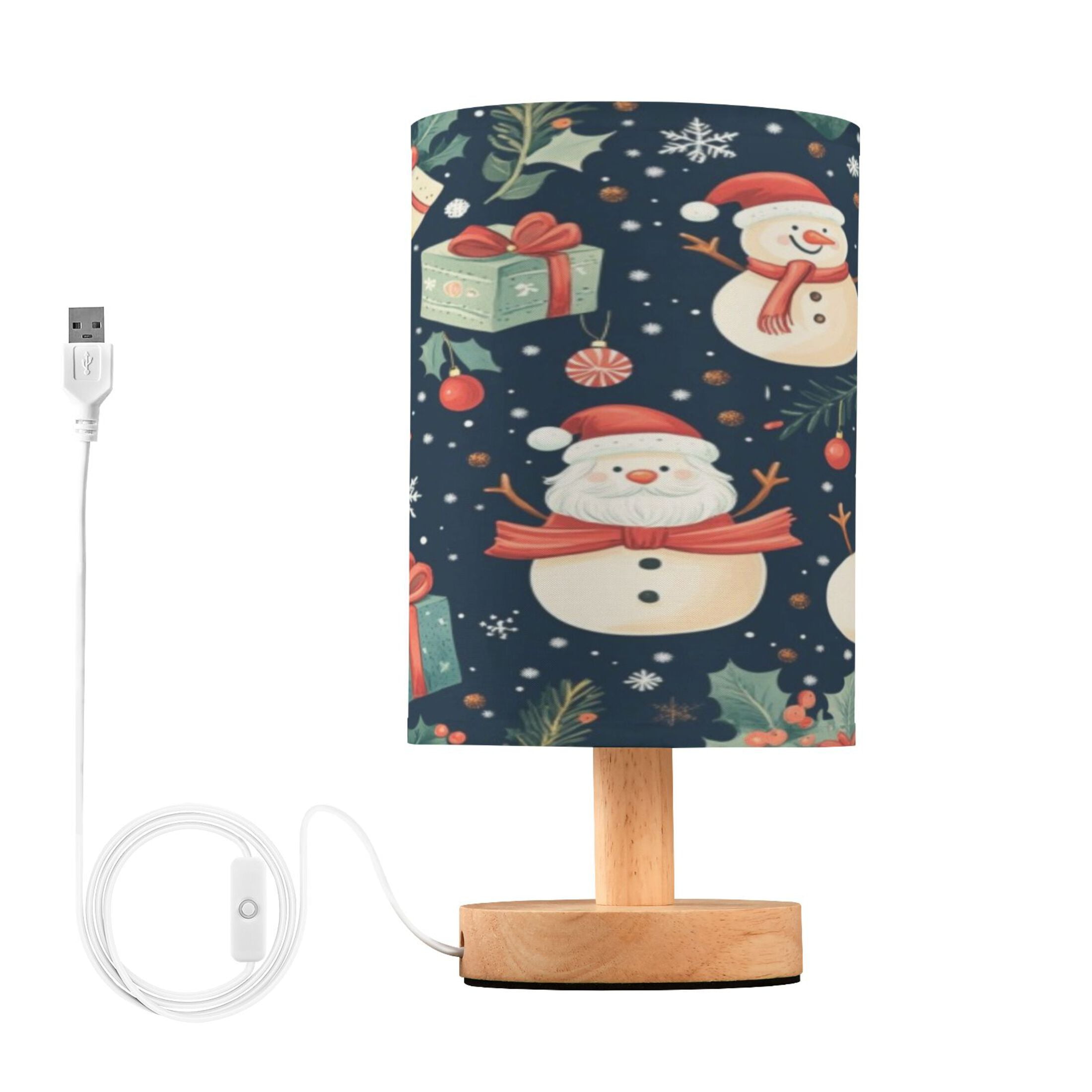 WOBOGO Cartoon Characters Snowman Santa Claus Bedroom Table Lamp USB ...