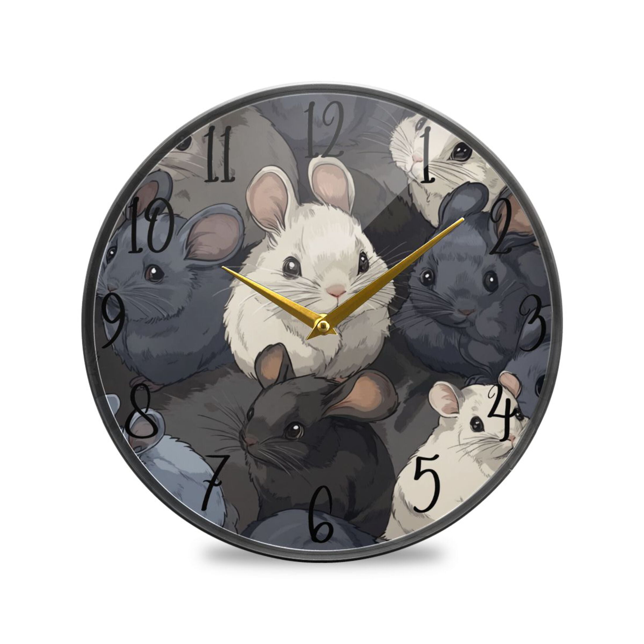 WOBOGO Cartoon Chinchilla Acrylic Wall Clock Battery Operated 9.5in ...