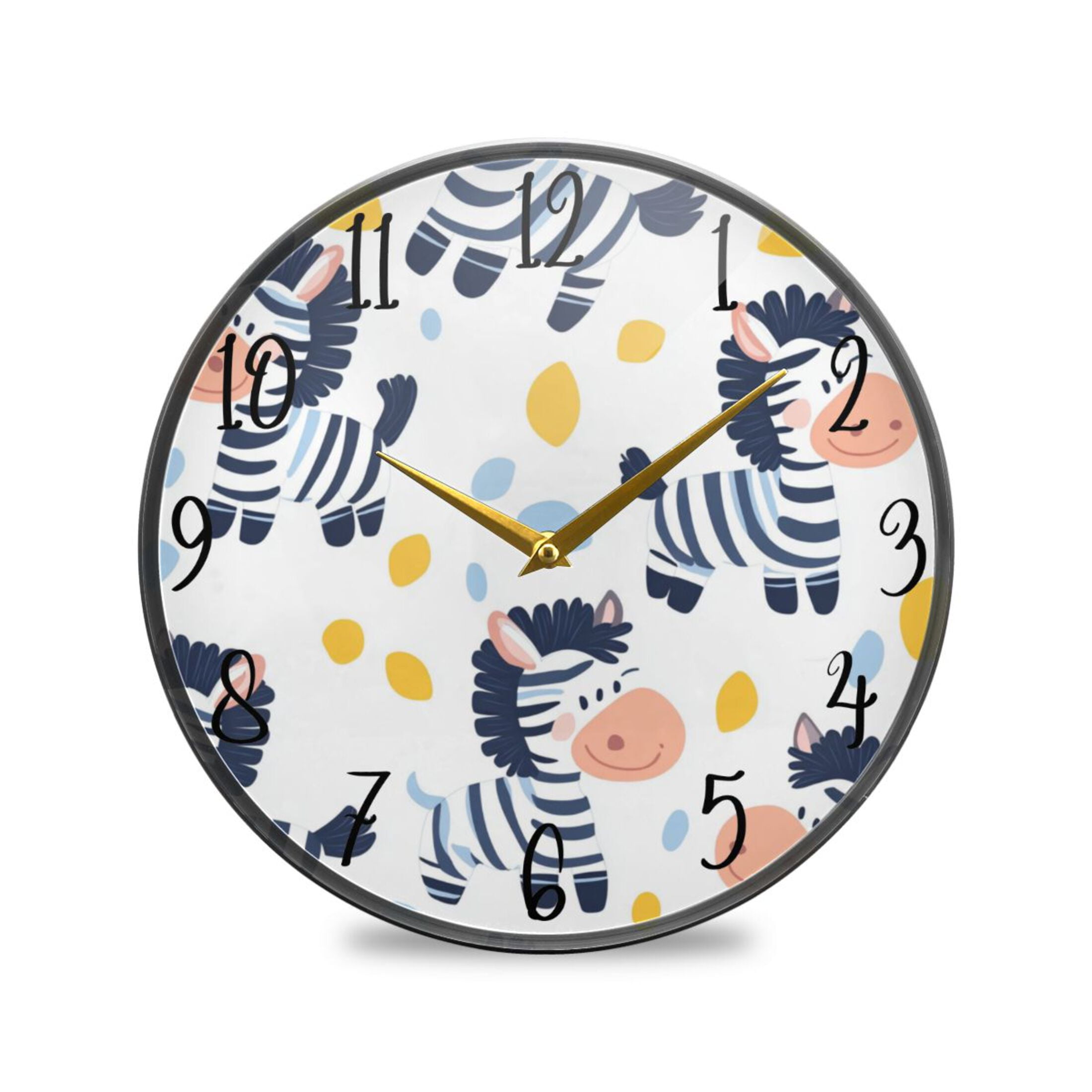 WOBOGO Cartoon Cute Zebra Acrylic Wall Clock Battery Operated 11.9in ...