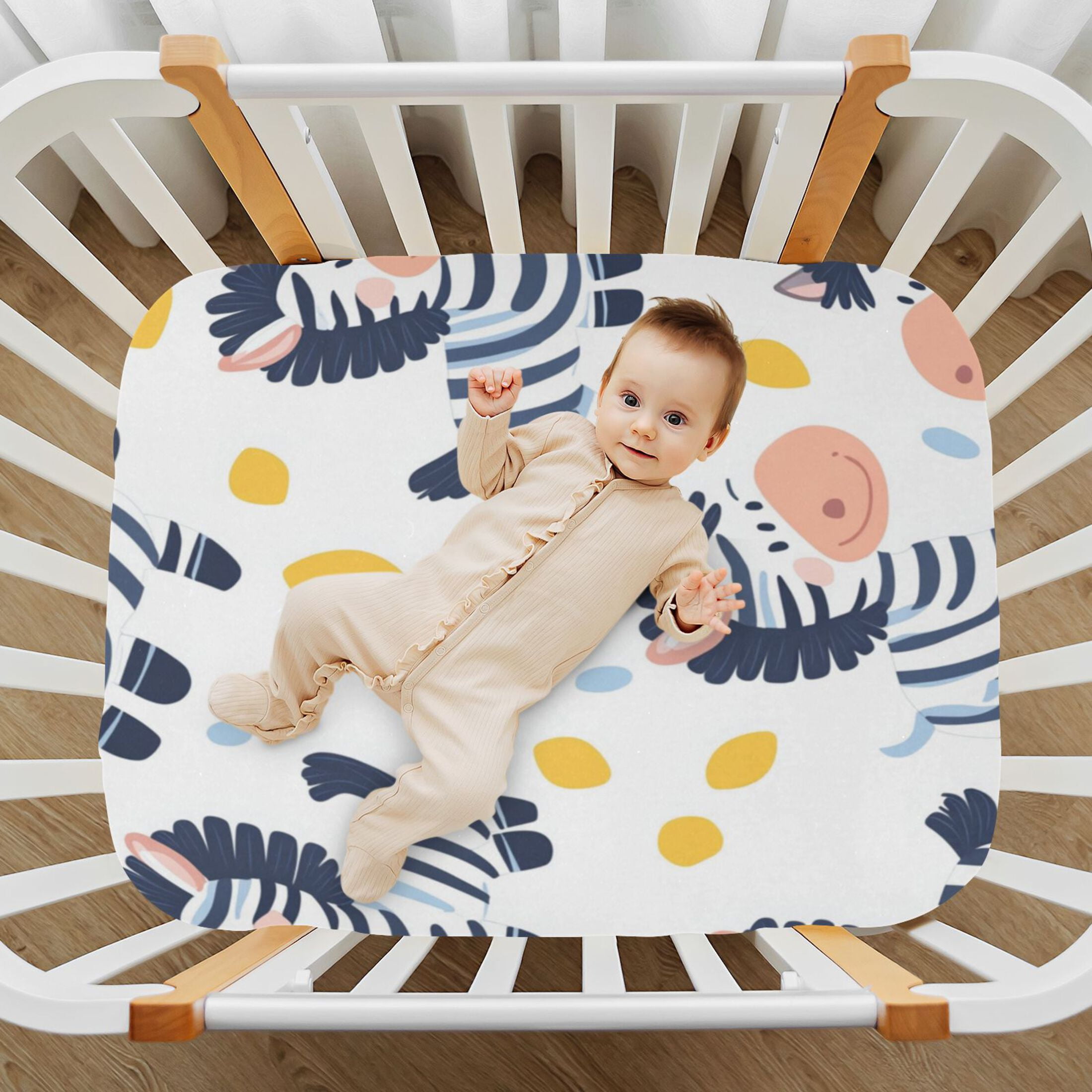 WOBOGO Cartoon Cute Zebra Baby Crib Sheets Super Soft Microfiber ...