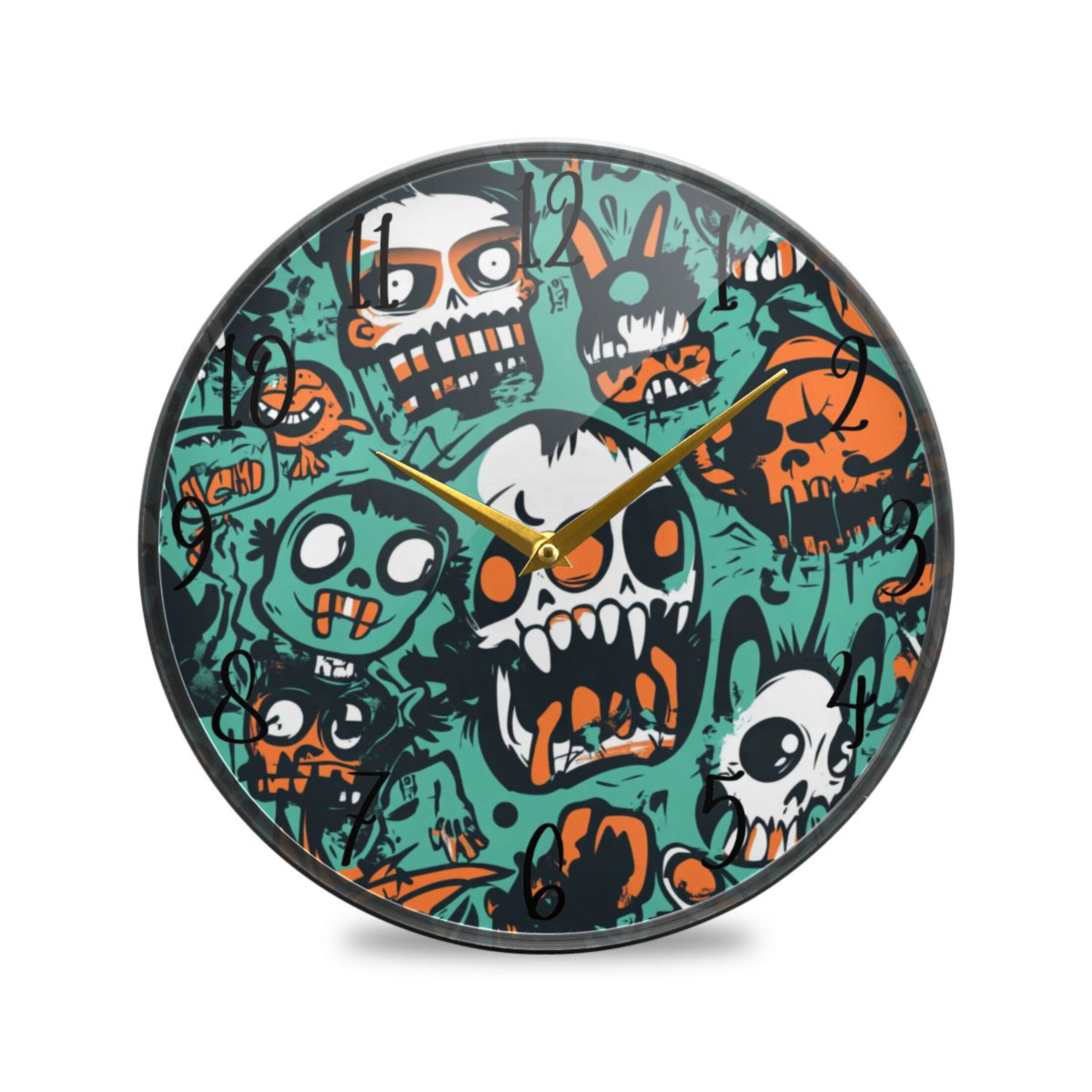 WOBOGO Cartoon Ghost Acrylic Wall Clock Battery Operated 9.5in Silent No Tick Bedroom Living ...