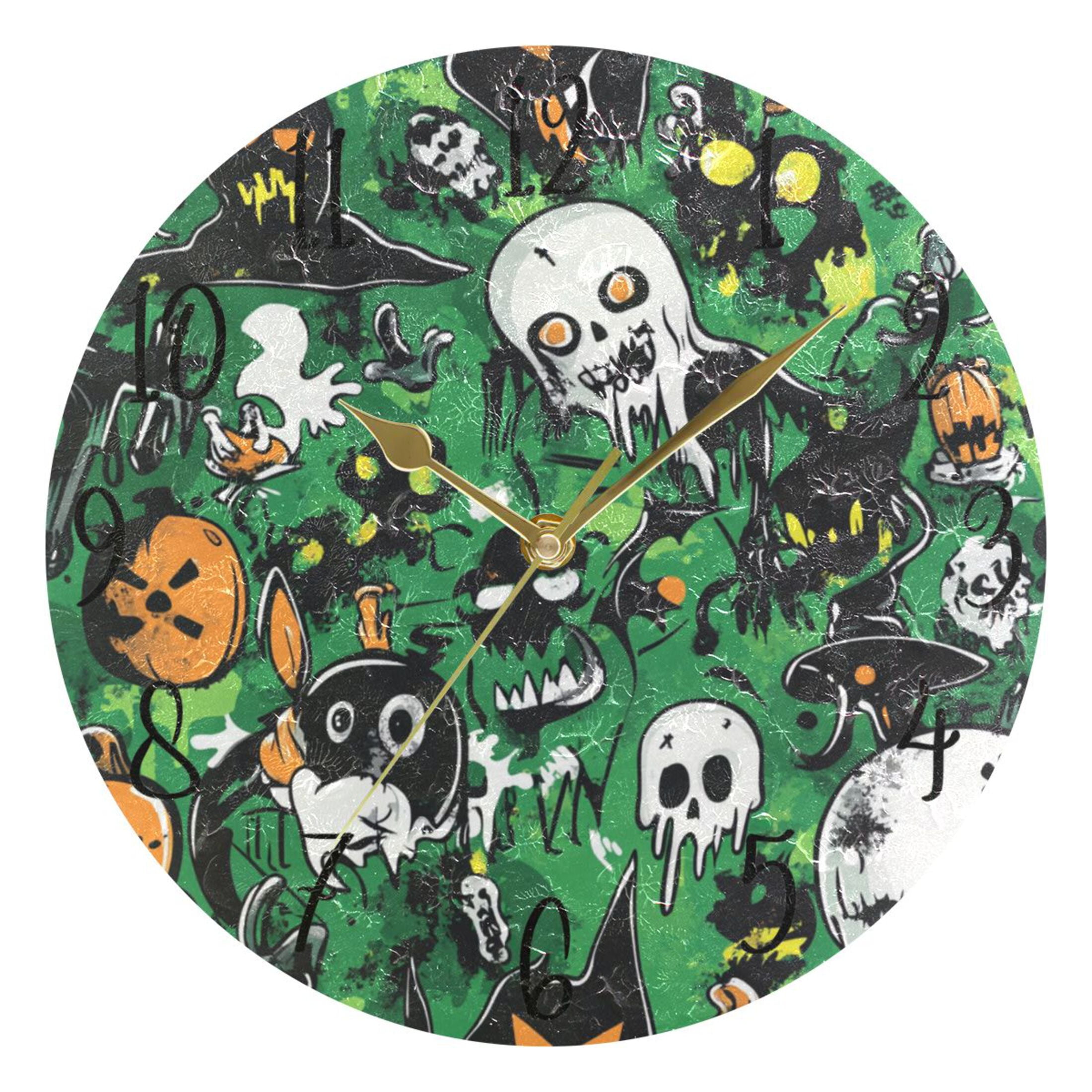 WOBOGO Cartoon Ghost Wall Clock 10in Silent Mechanism Battery Operated ...