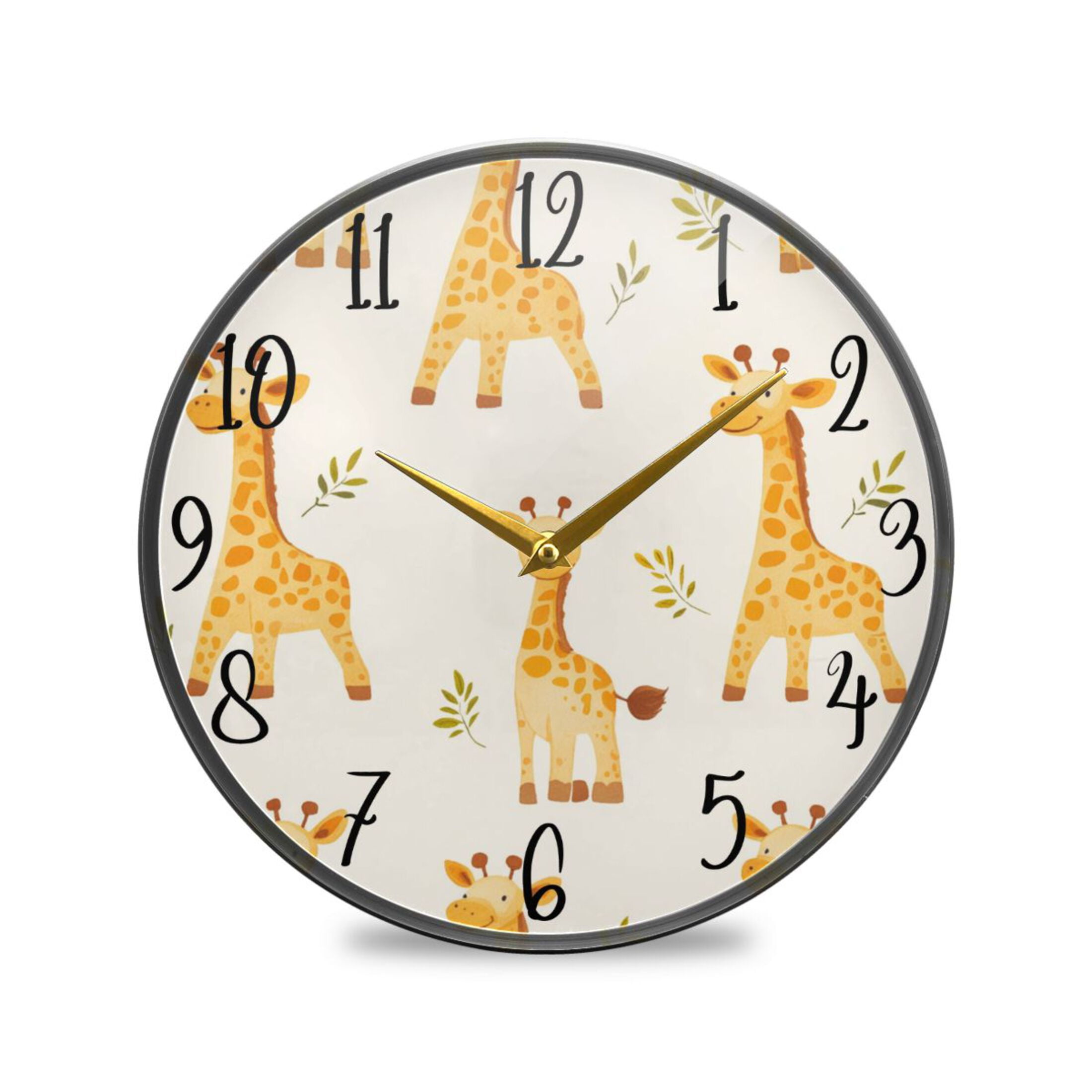 WOBOGO Cartoon Giraffe Acrylic Wall Clock Battery Operated 9.5in Silent ...