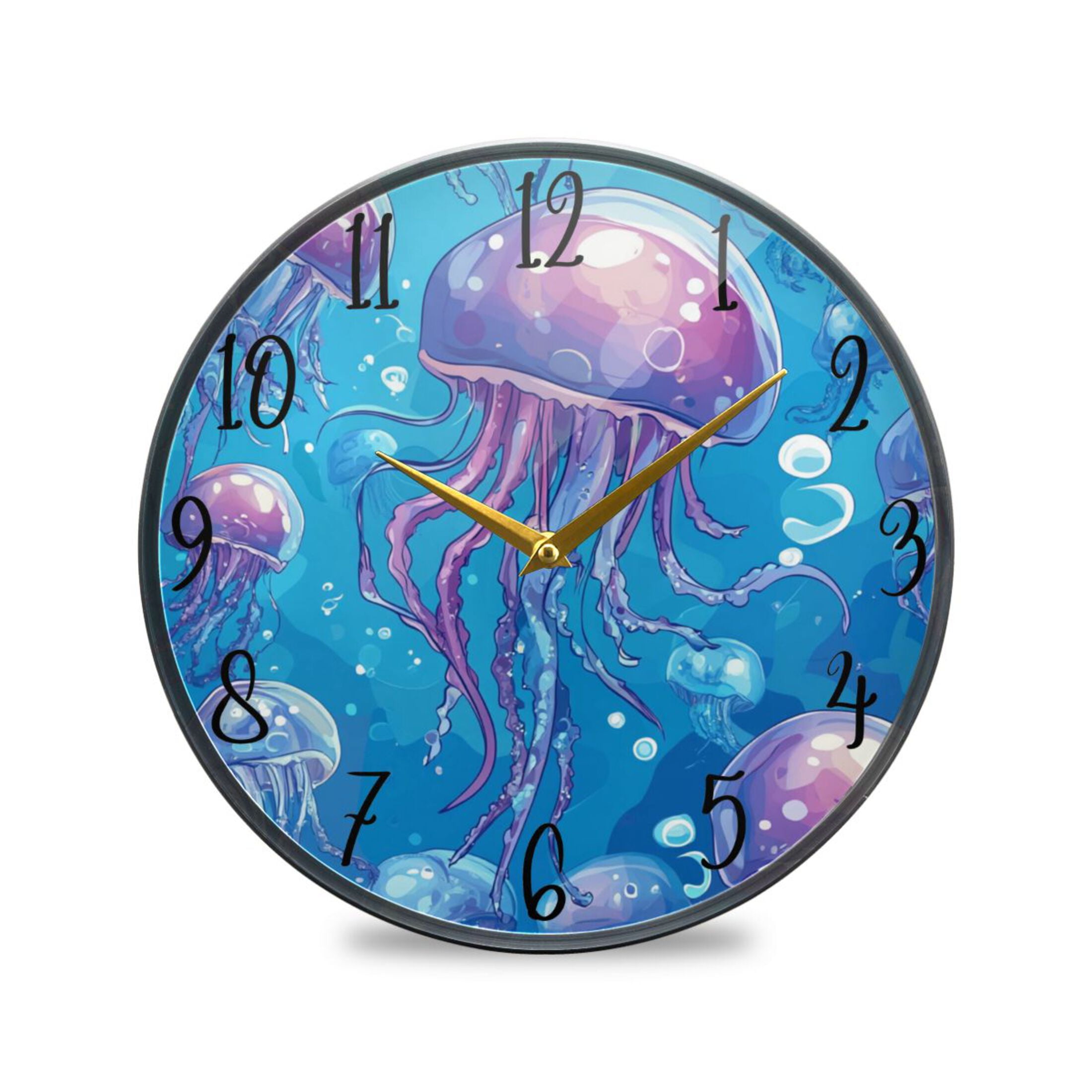WOBOGO Cartoon Jellyfish Acrylic Wall Clock Battery Operated 9.5in ...