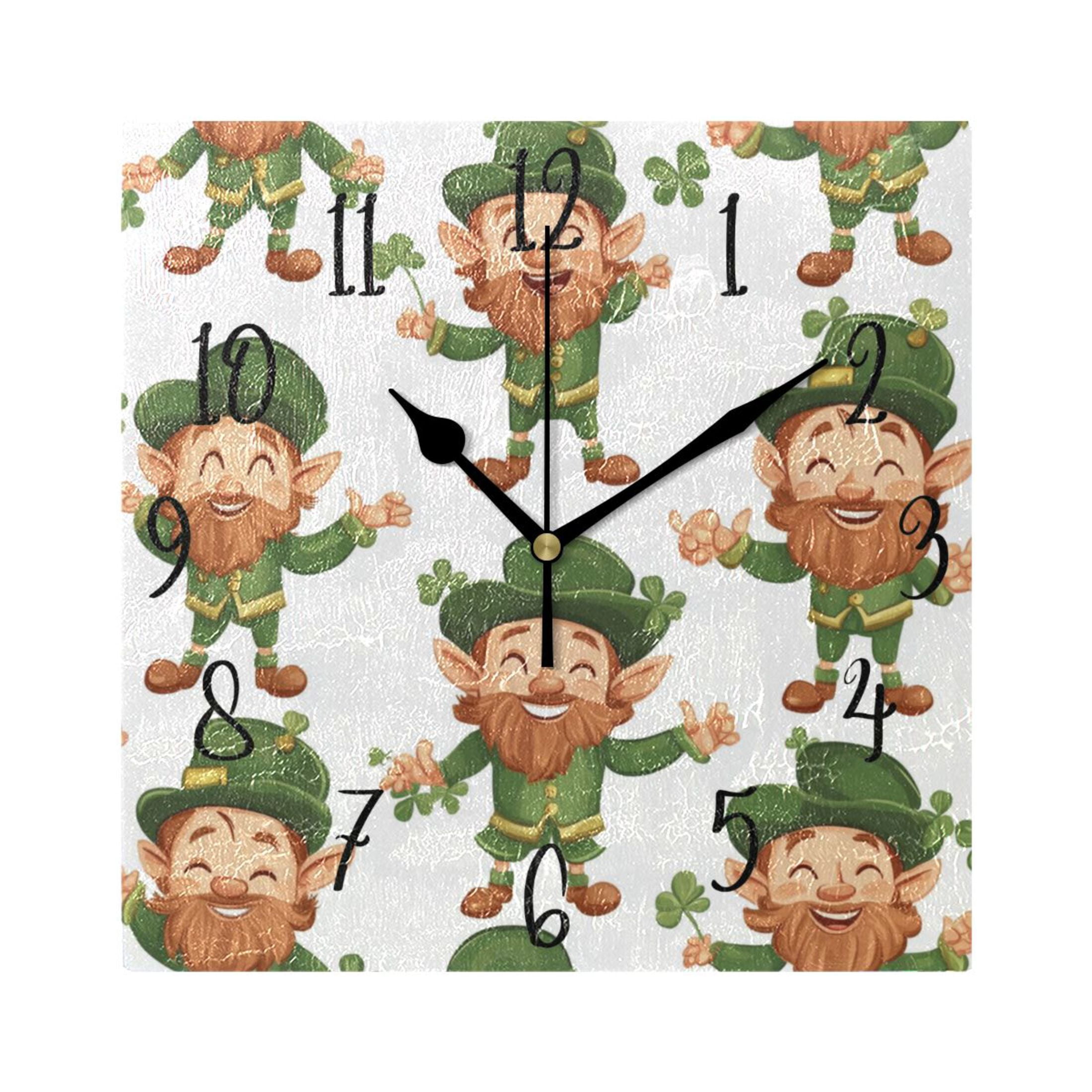 WOBOGO Cartoon Leprechauns Pattern on White Background Wall Clock 7.78 ...