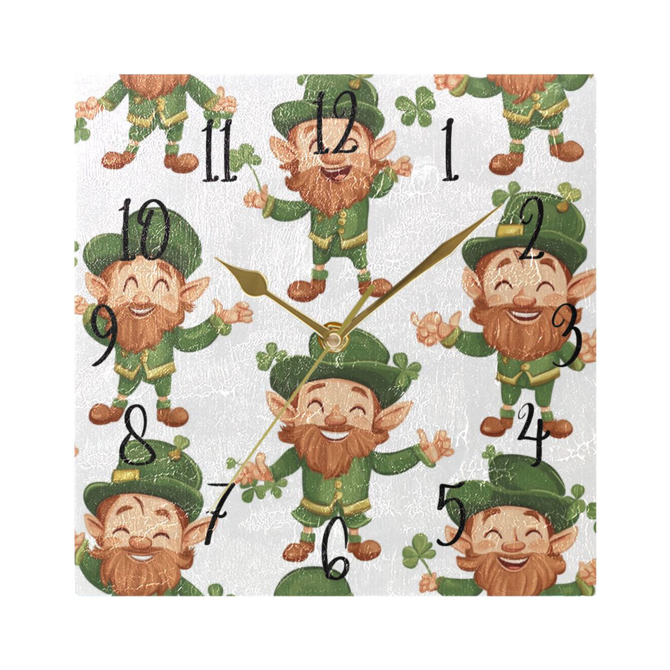 WOBOGO Cartoon Leprechauns Pattern on White Background Wall Clock 7.78 ...