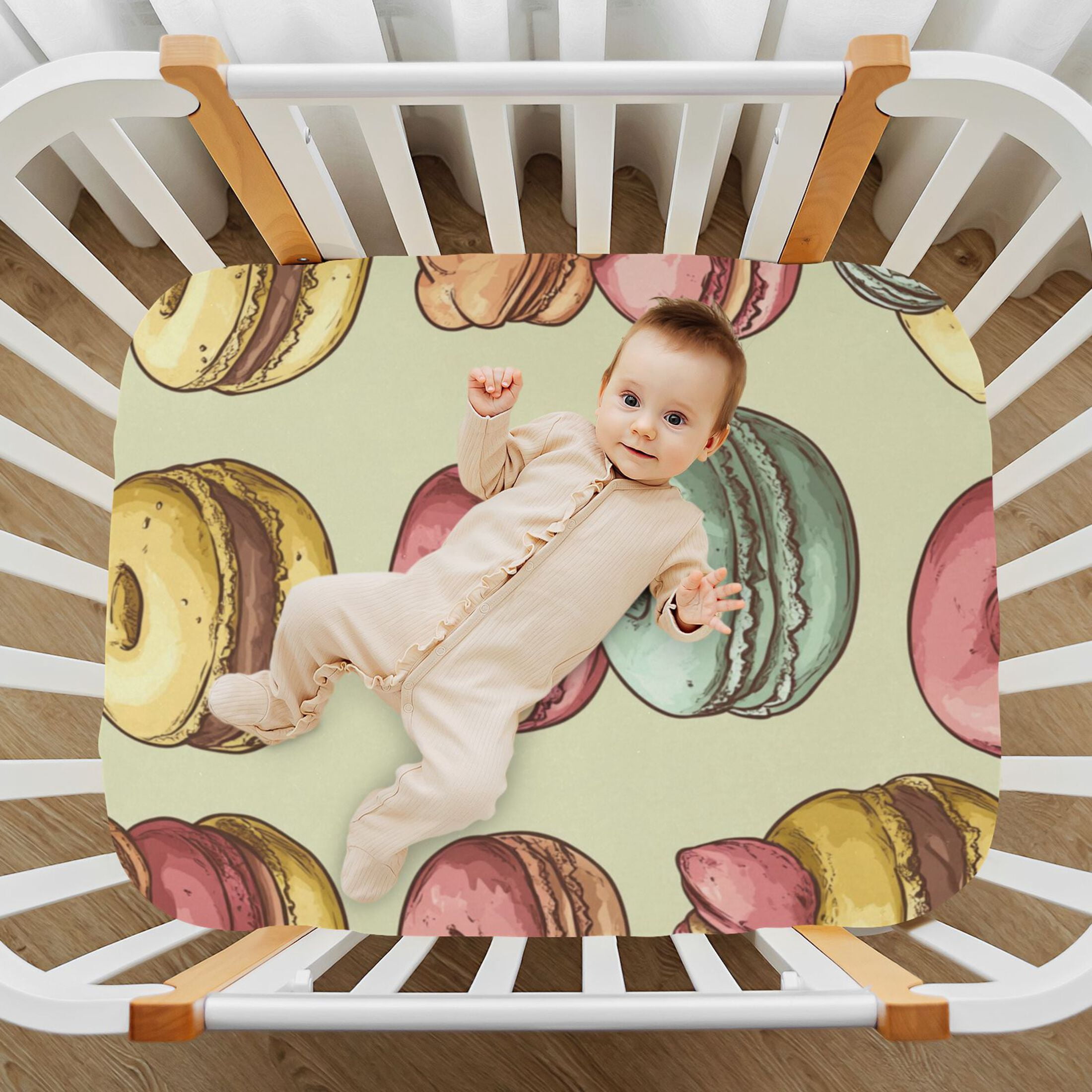 WOBOGO Cartoon Macaroons Baby Crib Sheets Super Soft Microfiber Playard ...