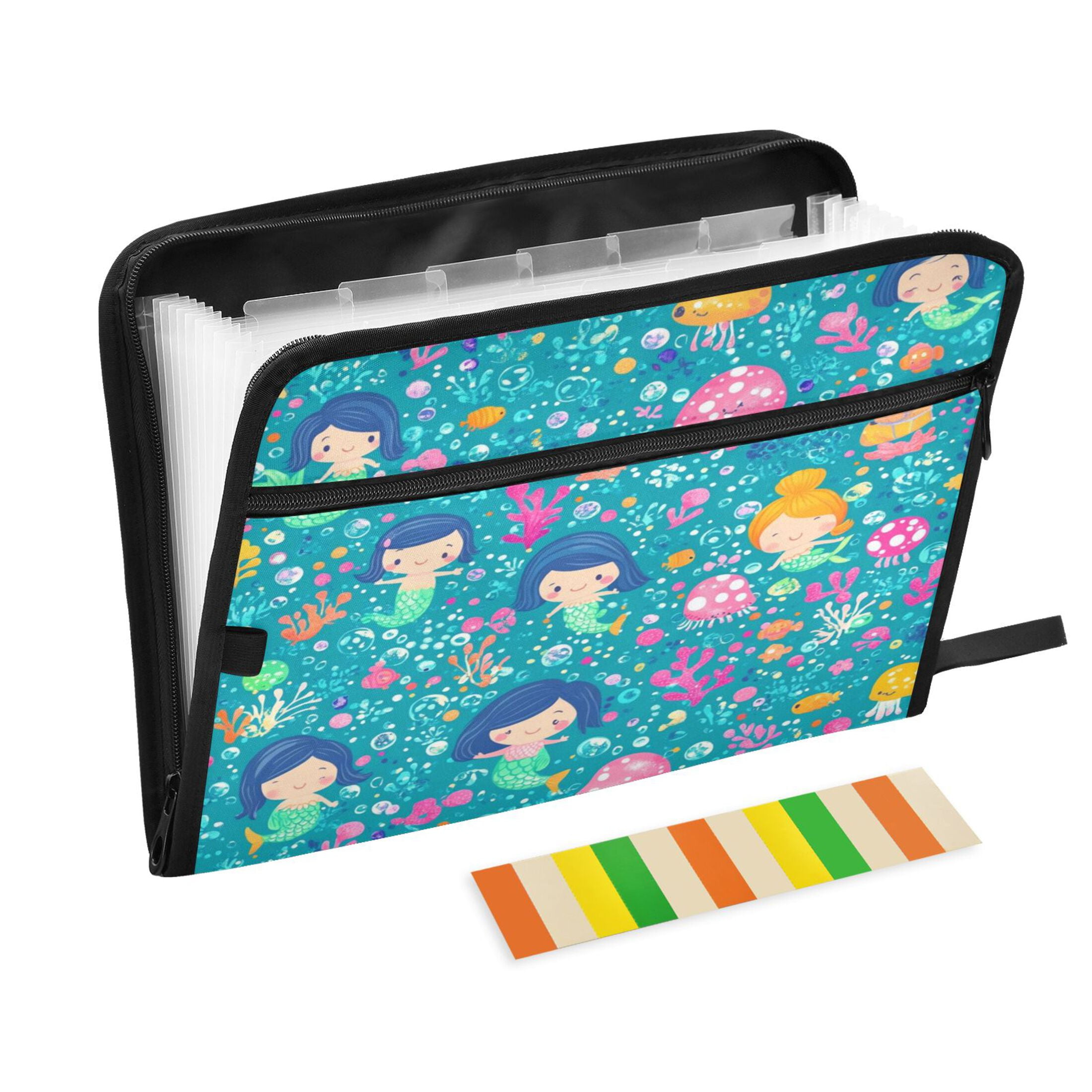 WOBOGO Cartoon Mermaids Blue Pattern Expanding File Folder Letter Size ...