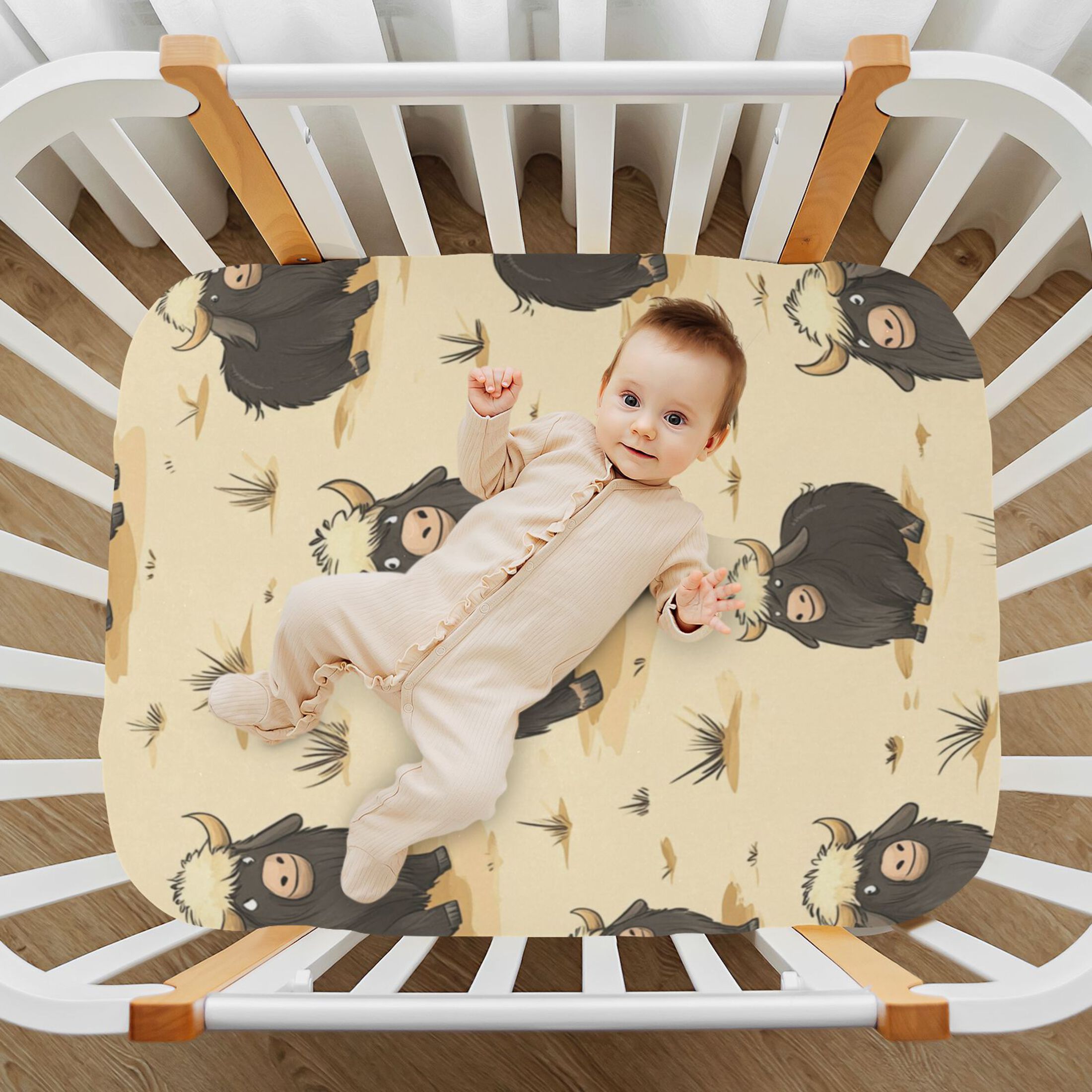WOBOGO Cartoon Musk Oxen Baby Crib Sheets Super Soft Microfiber Playard ...