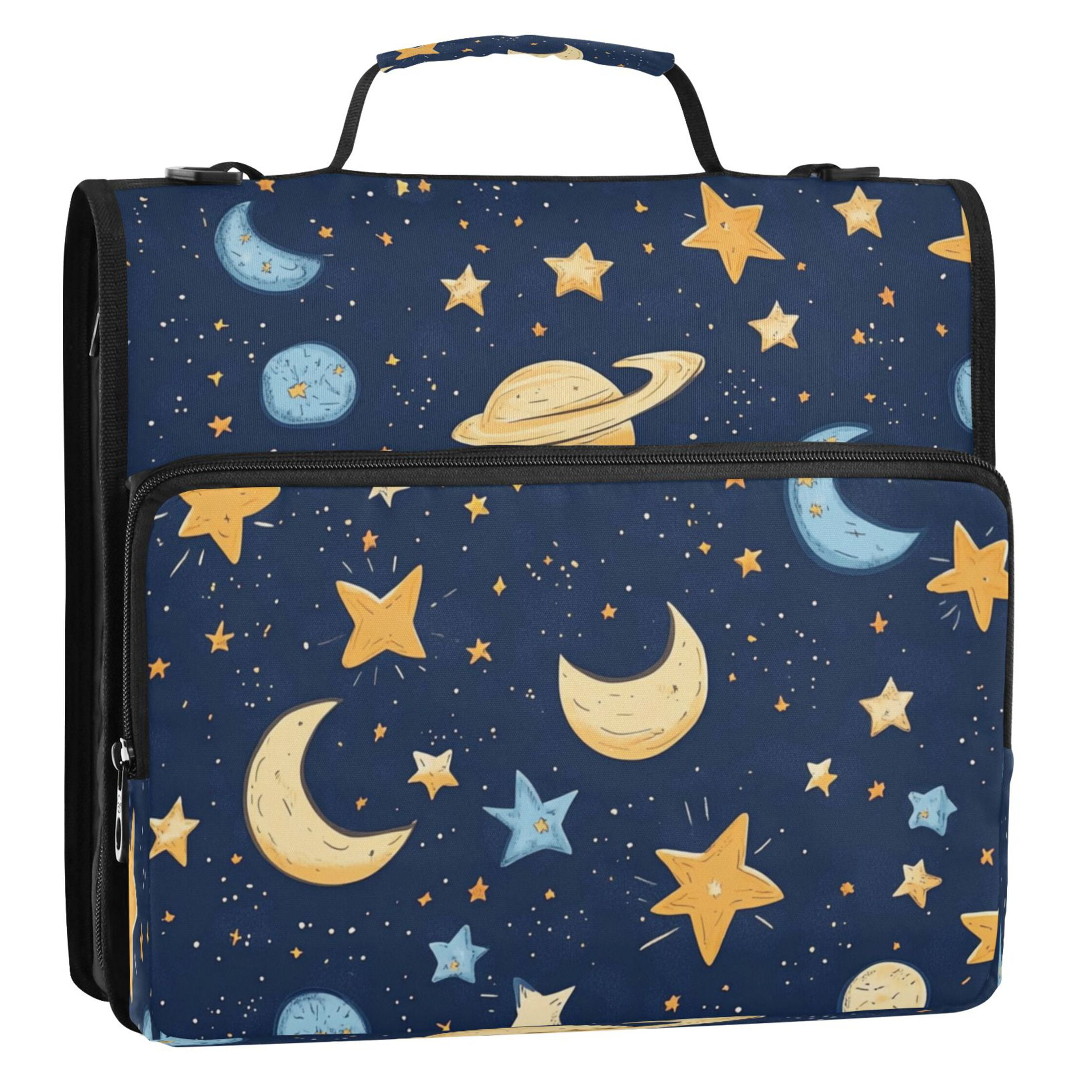 WOBOGO Cartoon Starry Sky Ring Binder Bag 1.5in Folder Organizer with ...