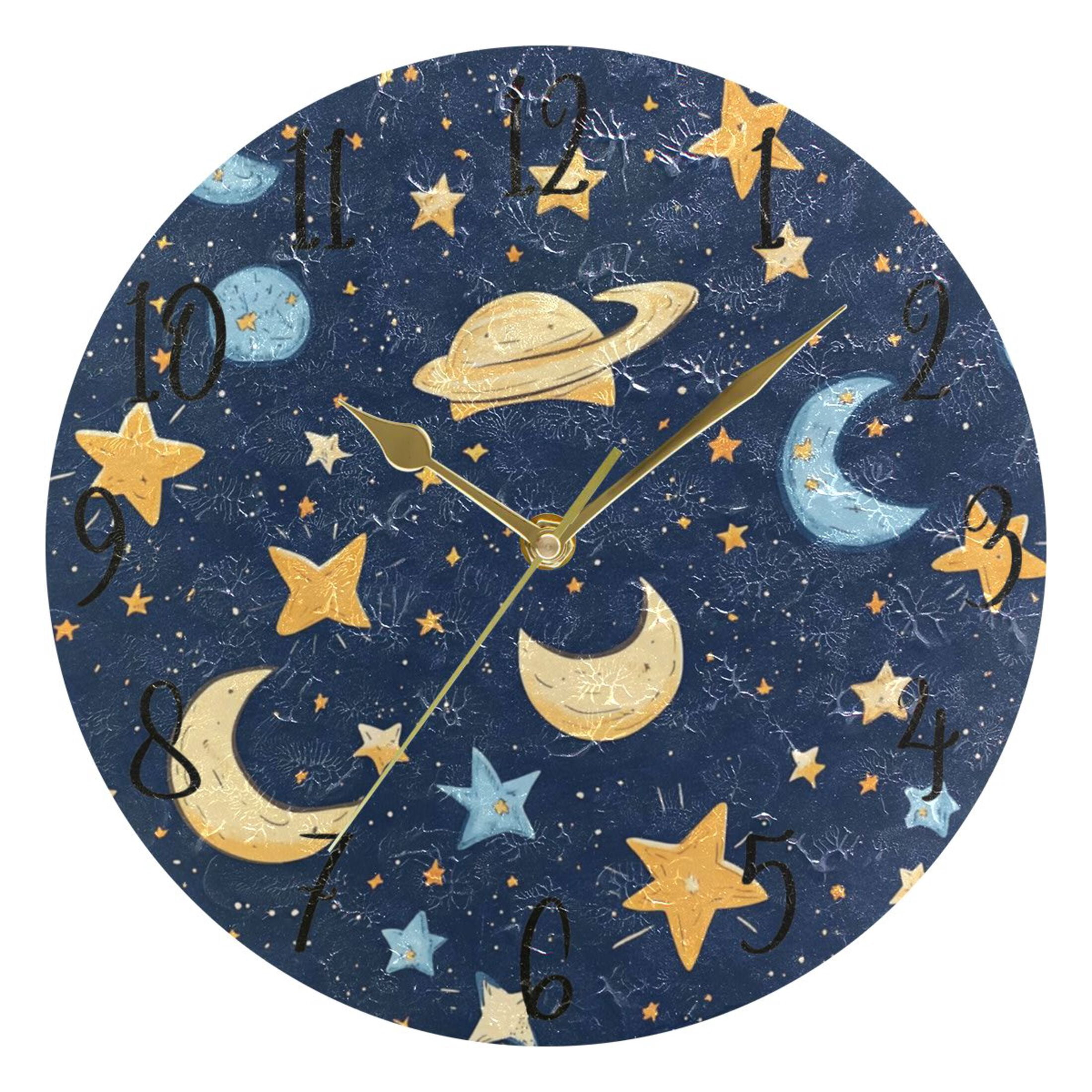 WOBOGO Cartoon Starry Sky Wall Clock 10in Silent Mechanism Battery ...