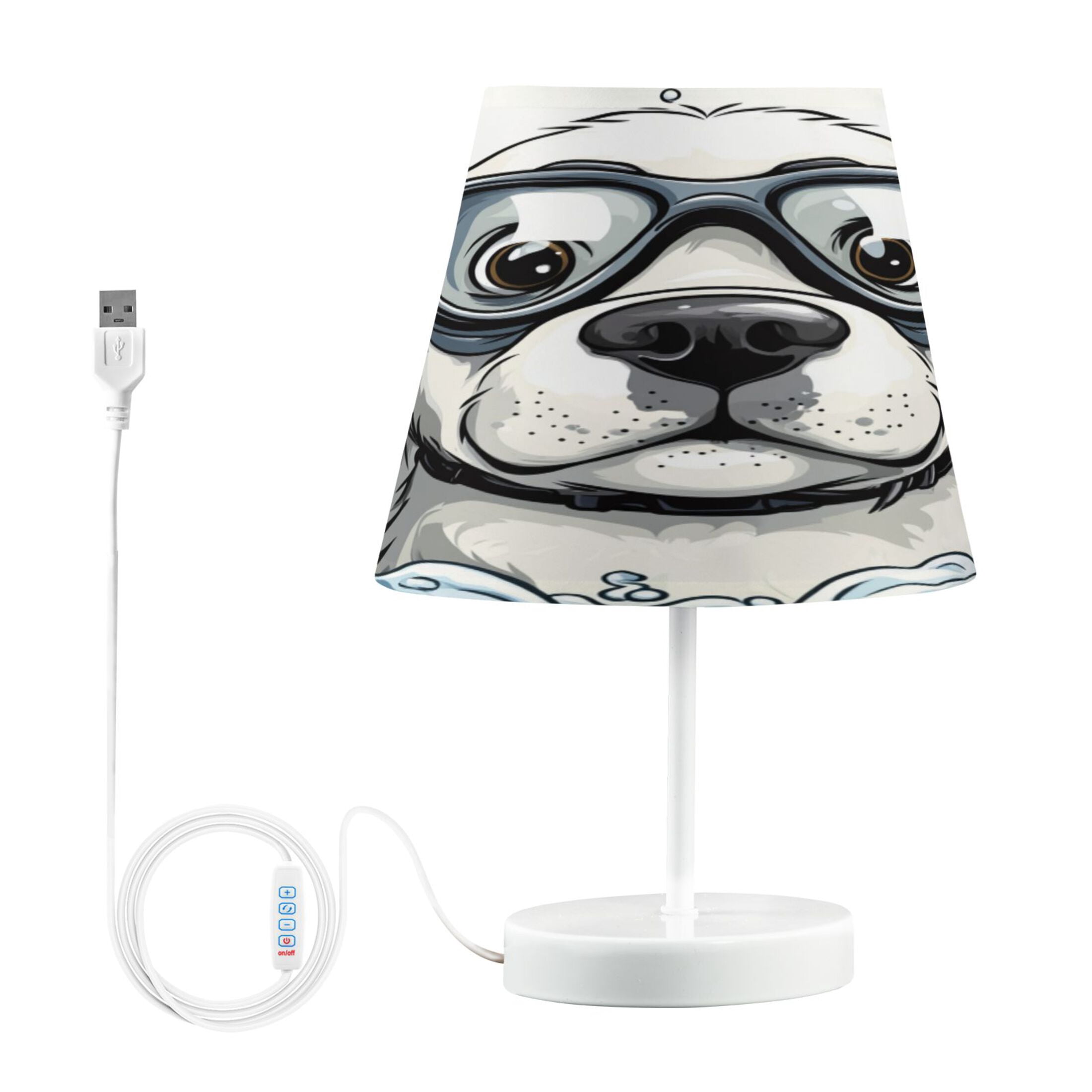 WOBOGO Cartoon White Labrador Table Lamps Bedroom 3-Speed Dimmable Farm ...