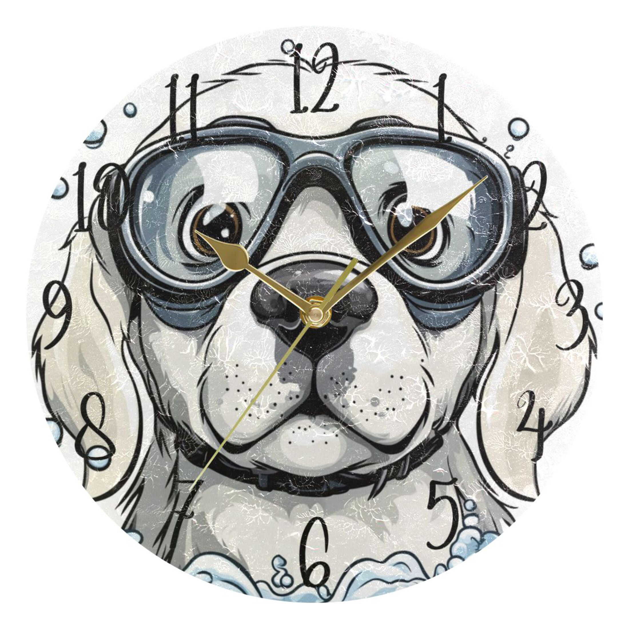 WOBOGO Cartoon White Labrador Wall Clock 10in Silent Mechanism Battery ...
