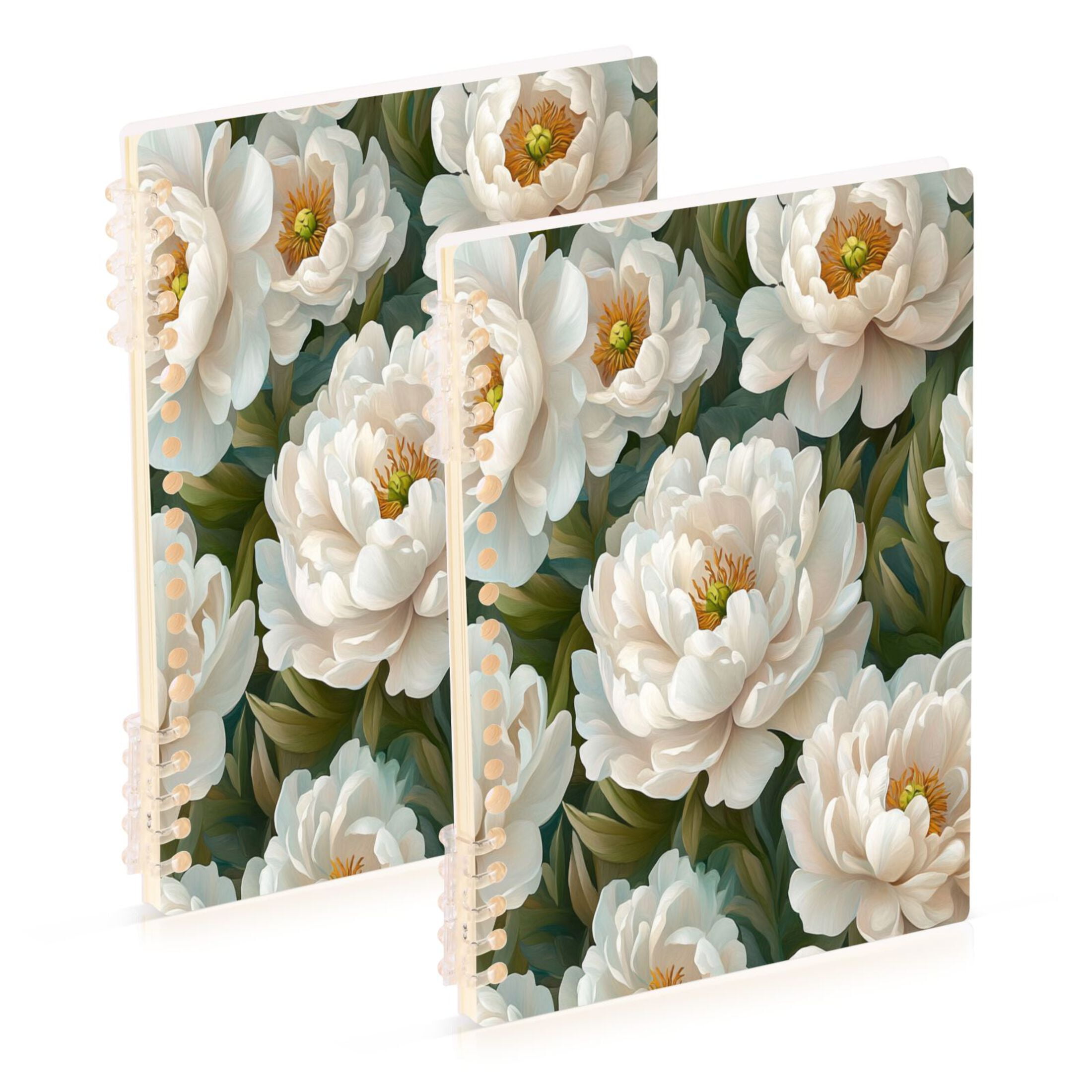 WOBOGO Cartoon White Peony Notebook College Horizontal Grid Paper Ink ...