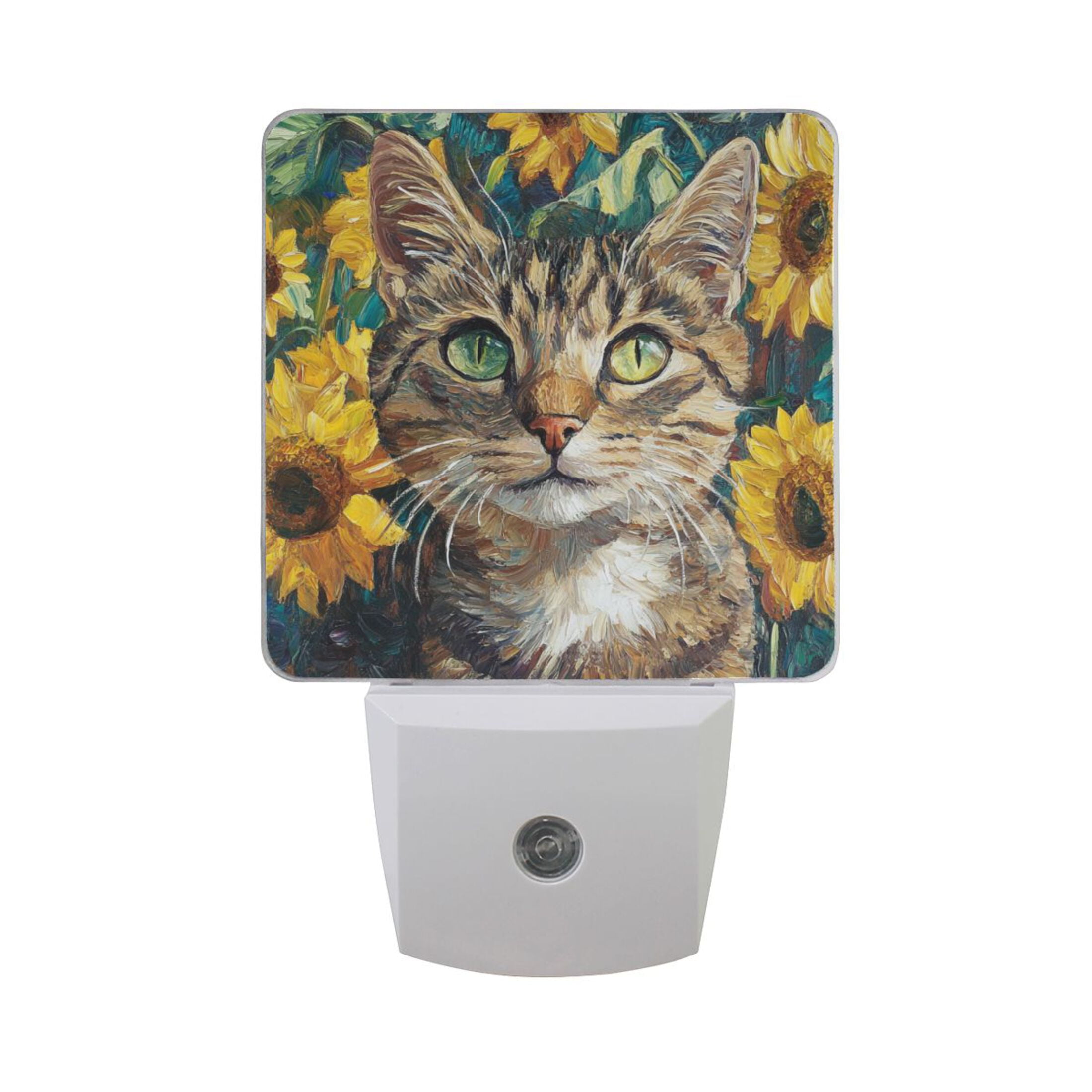 WOBOGO Cat Oil Painting LED Night Light 2 Pcs Set 0.5 Watt Wall Plug in ...