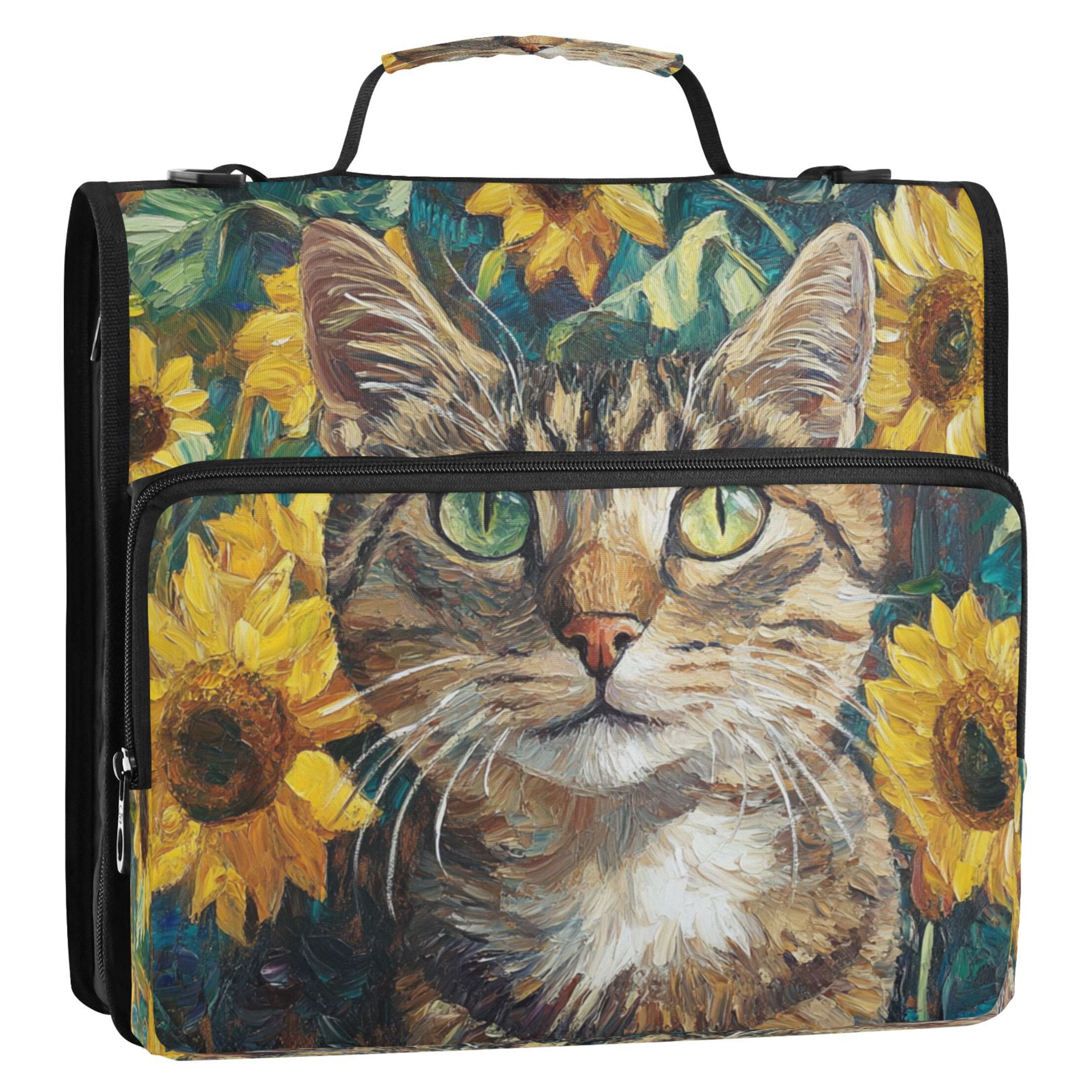 WOBOGO Cat Oil Painting Ring Binder Bag 1.5in Folder Organizer with ...