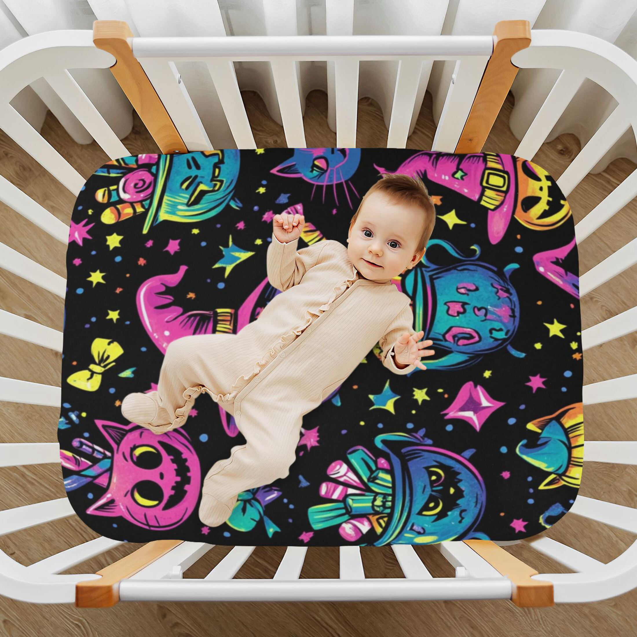 WOBOGO Cat Wtch Hat Black Pattern Baby Crib Sheets Super Soft ...