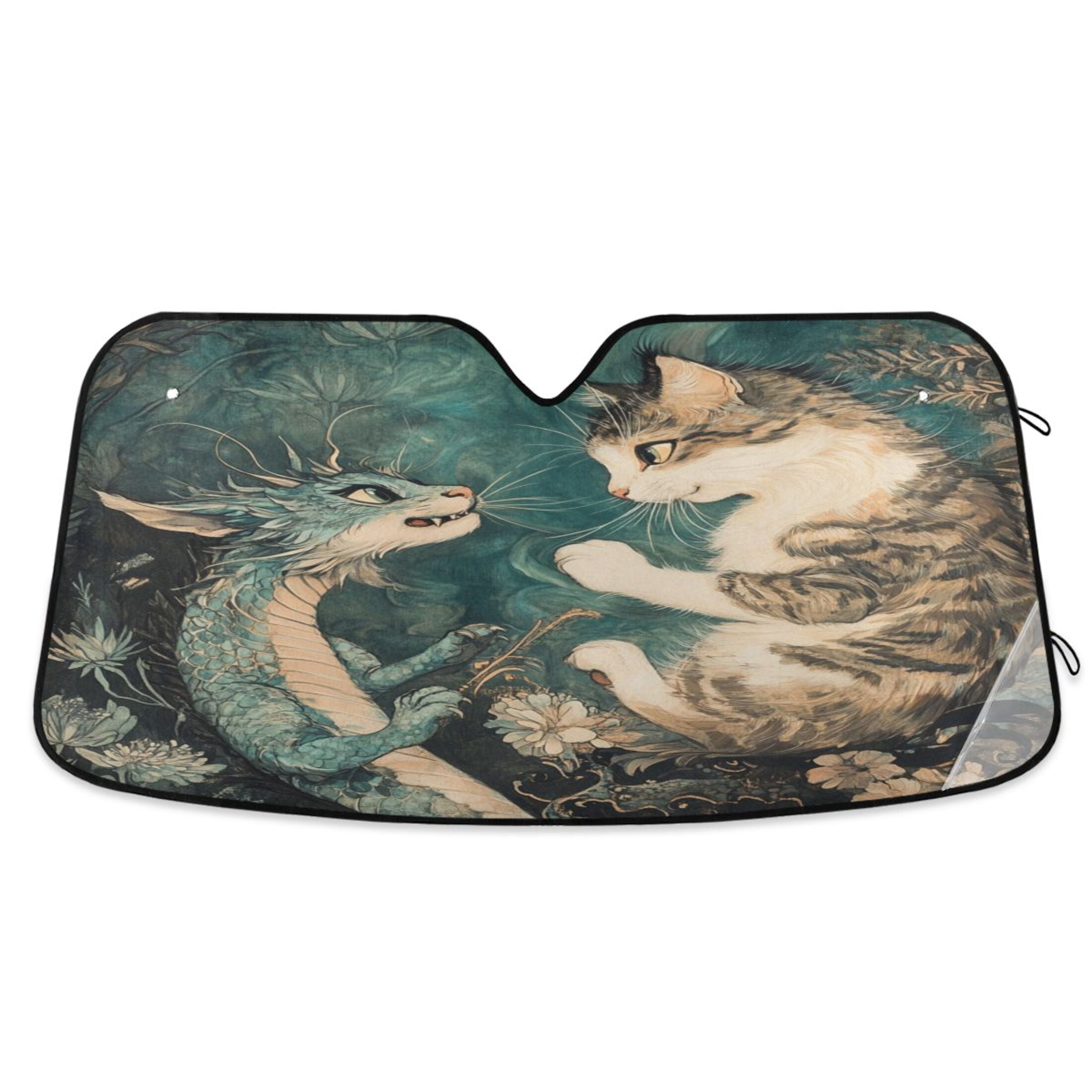 WOBOGO Cat and Dragon Drawing Car Windshield Sunshades Autopilot ...