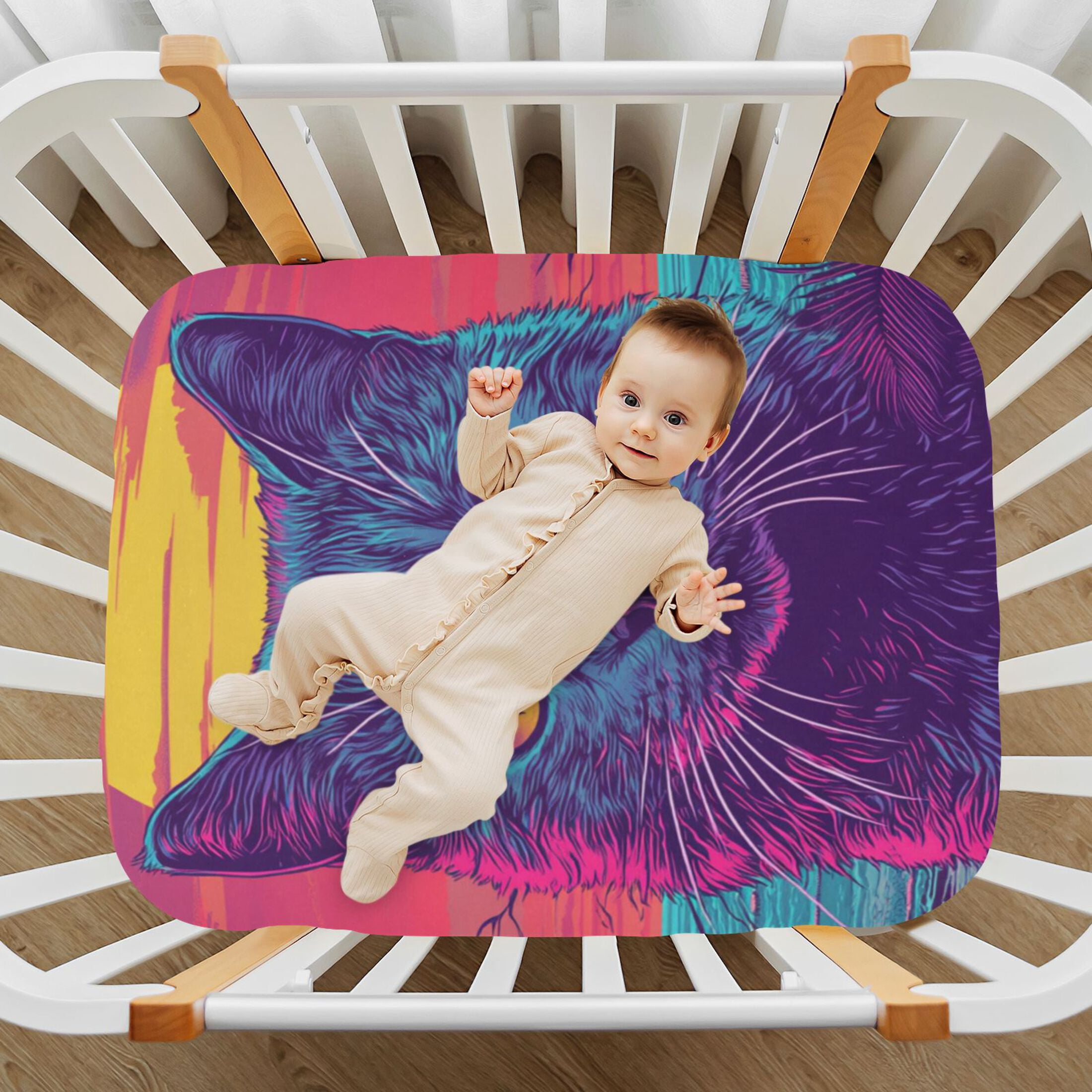 WOBOGO Cat before Sunset Baby Crib Sheets Super Soft Microfiber Playard ...