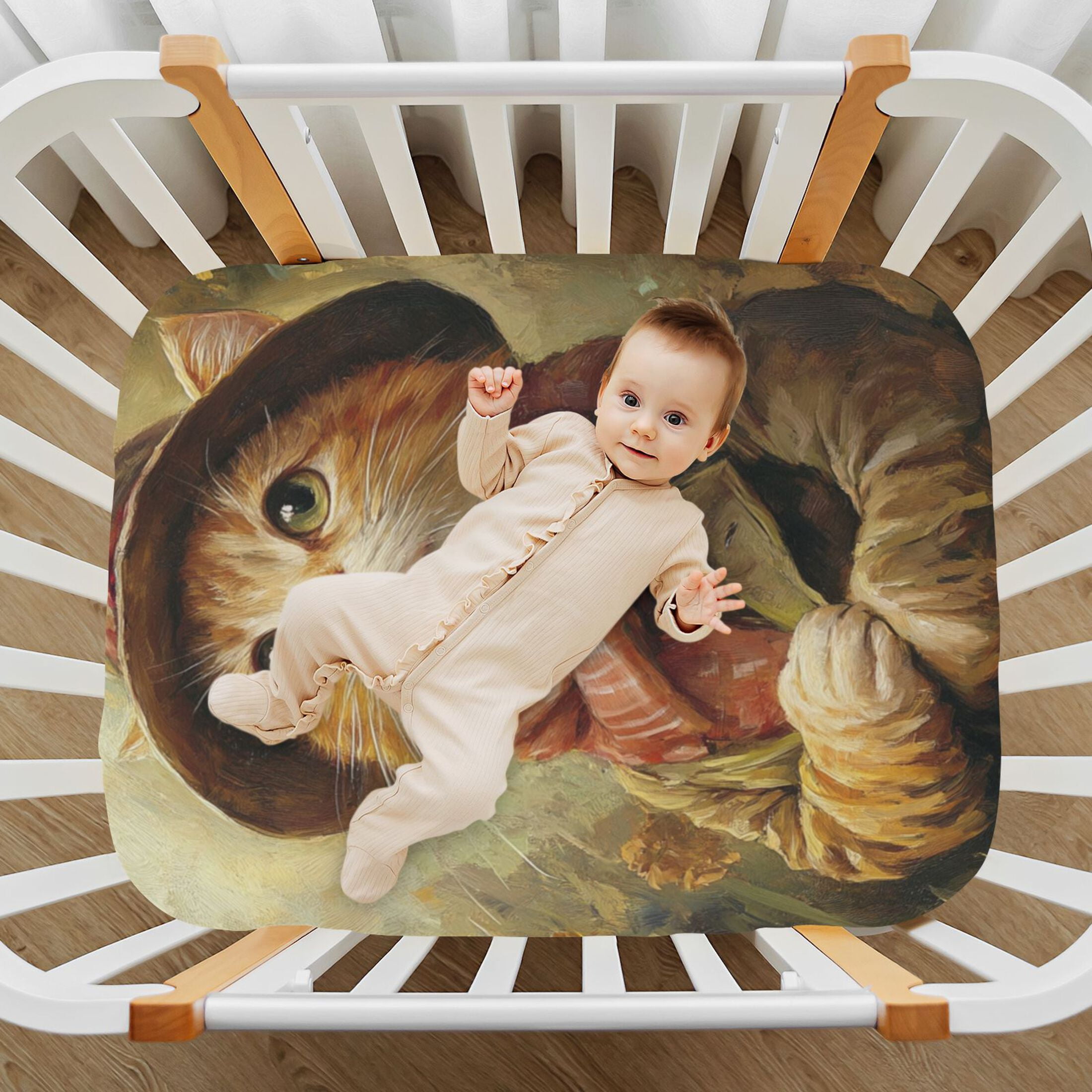 WOBOGO Cat in An Army Coat Baby Crib Sheets Super Soft Microfiber ...