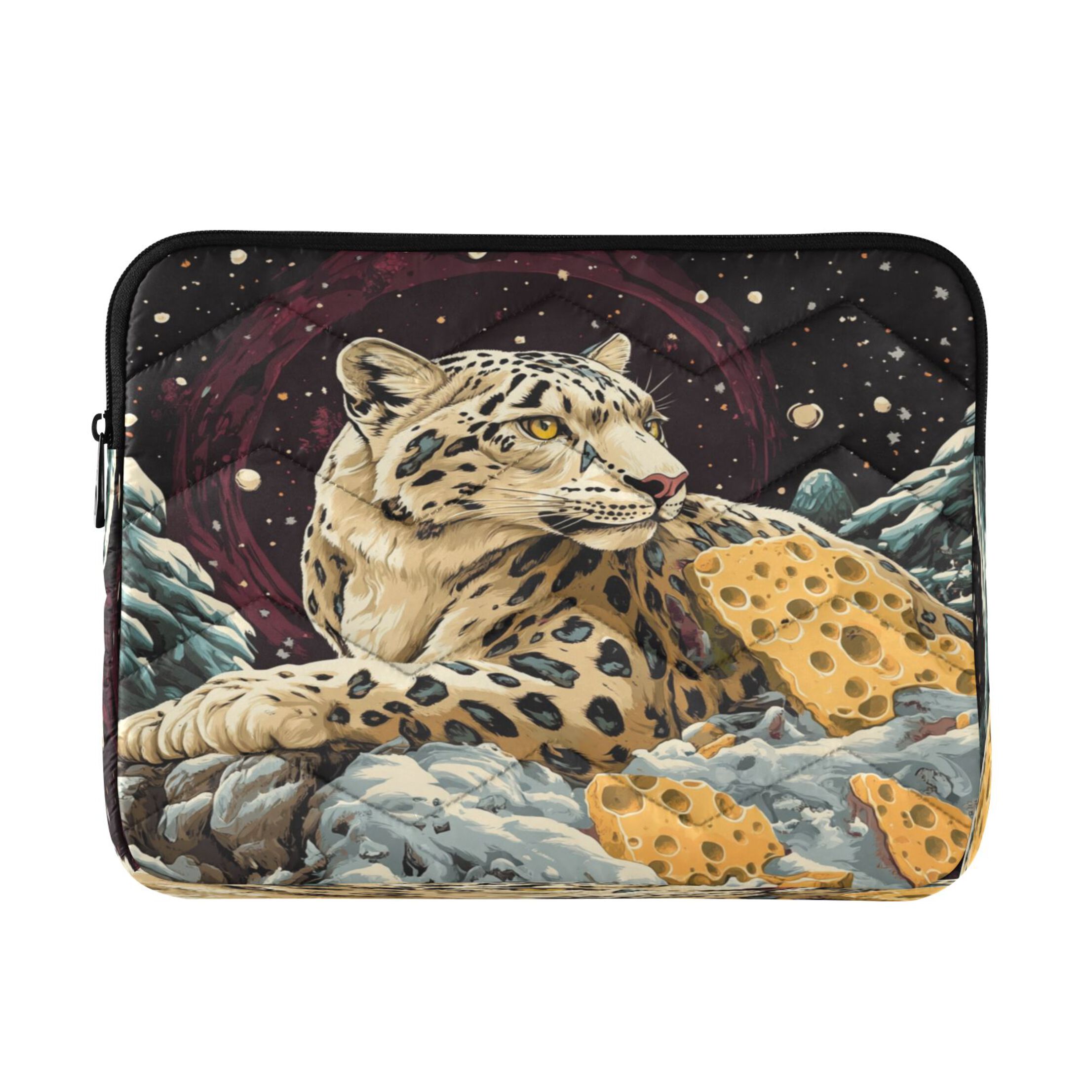 WOBOGO Cheese Snow Leopard Illustration Laptop Sleeve 13.4 inch Lightweight Zipper Design Soft ...
